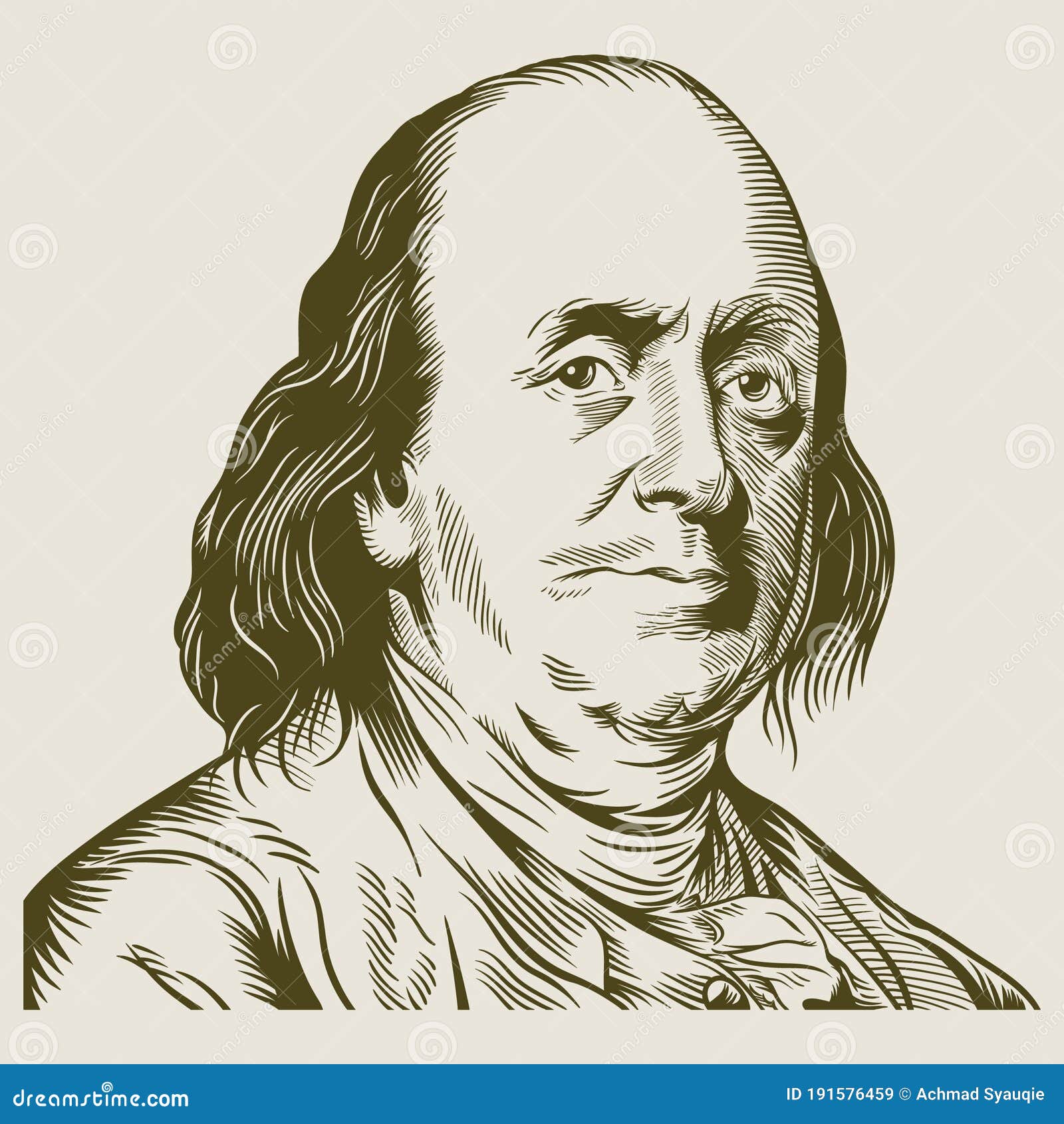 Hand Drawn Portrait. Benjamin Franklin Editorial Stock Image ...