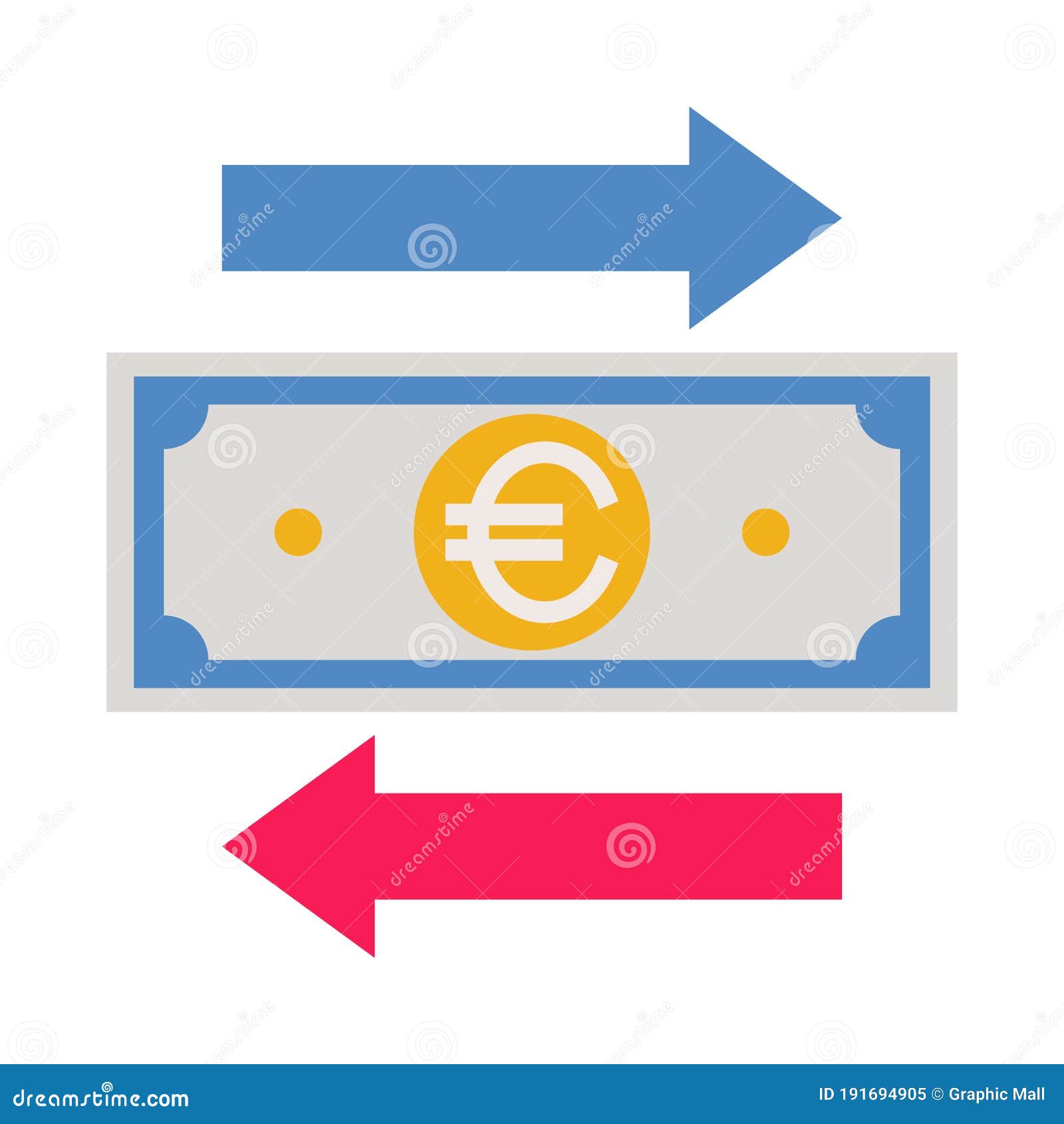 Euro Money Transfer - Flat Color Image. Stock Vector - Illustration of ...