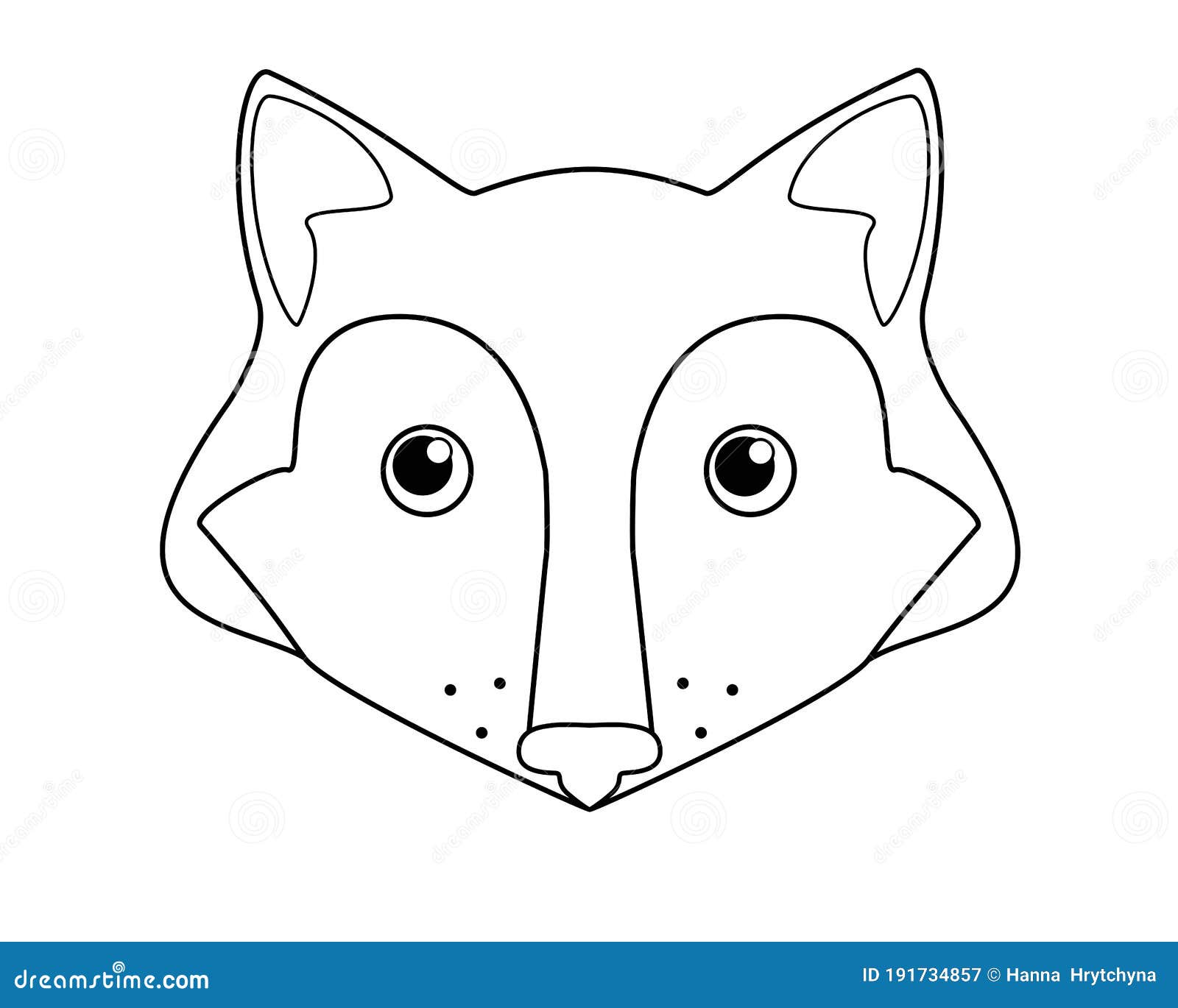 Fox - Vector Cartoon Linear Picture for Coloring. Fox Head - Cute ...