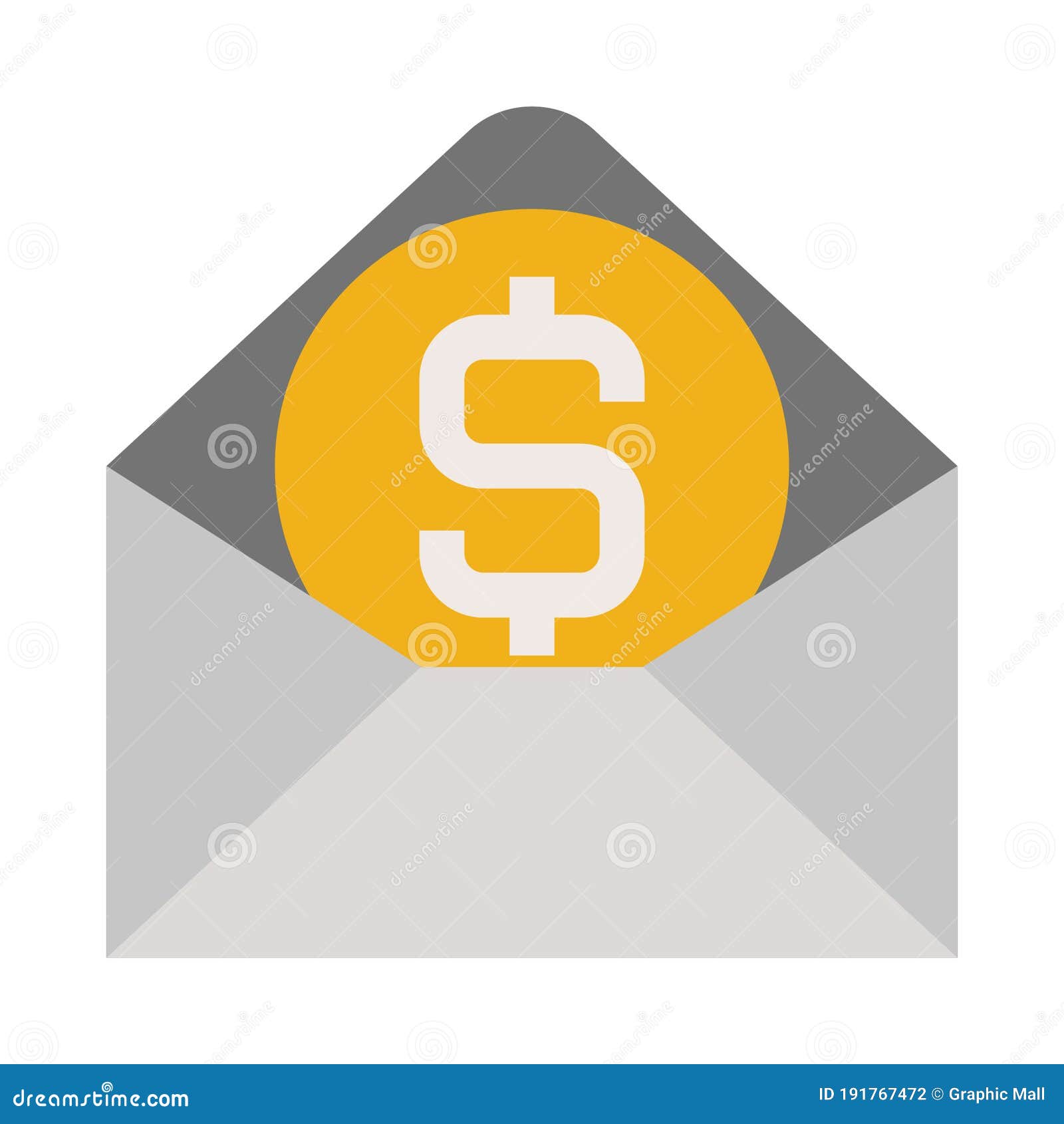 Envelope Money - Flat Color Image. Stock Vector - Illustration of money ...