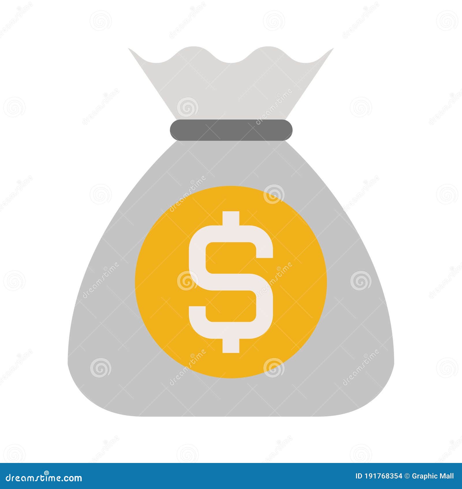 Money Bag - Flat Color Image. Stock Vector - Illustration of white ...