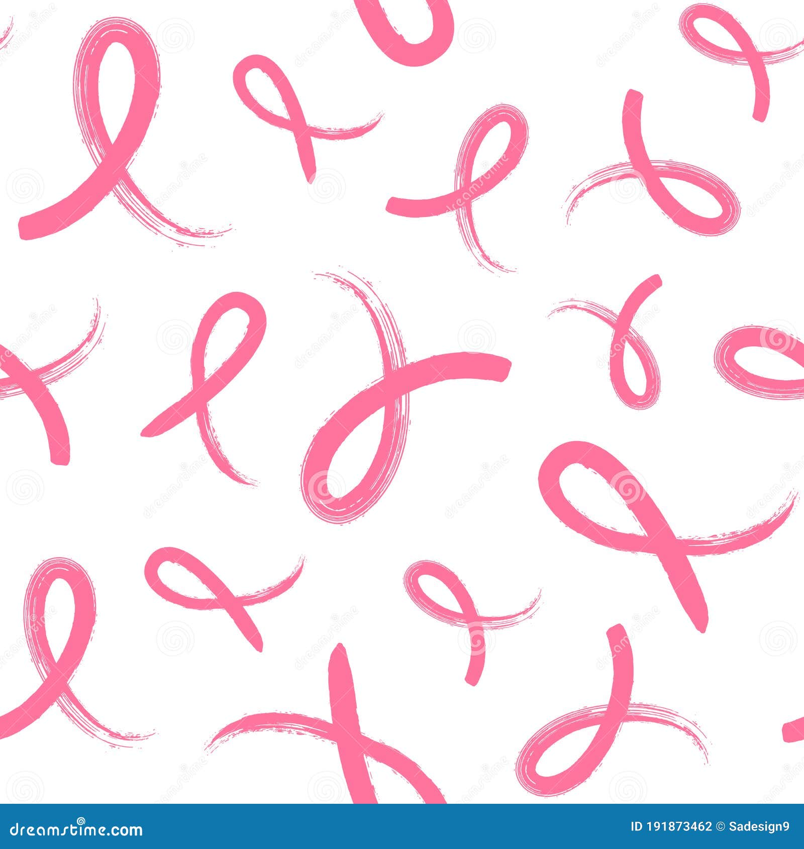 Seamless Pattern with Hand Drawn Pink Ribbon. Stock Vector ...