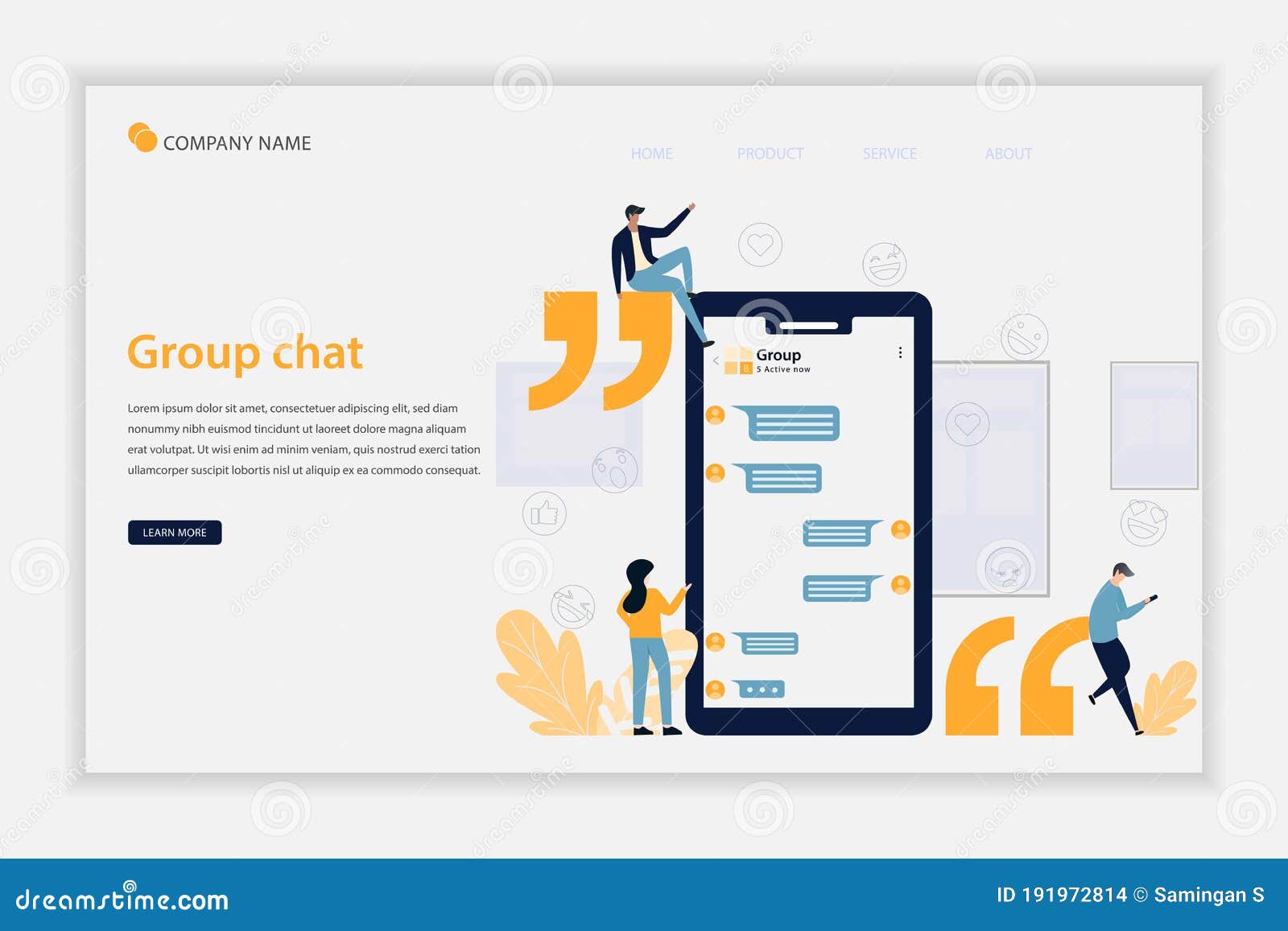 Group Chat Concept Landing Page Stock Vector - Illustration of business ...