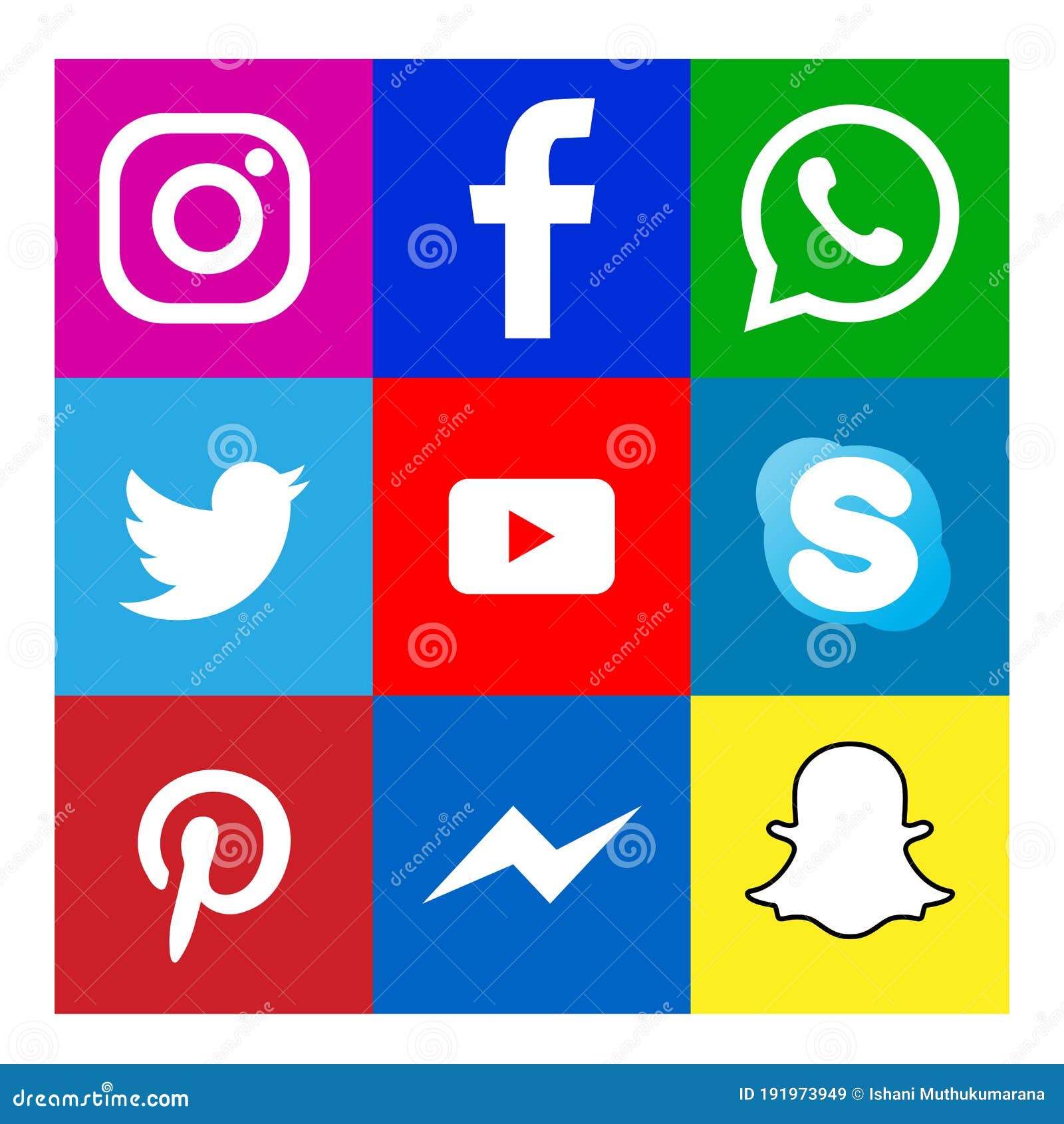 Square Social Media Logo or Social Media Icon Template Set. Editorial ...