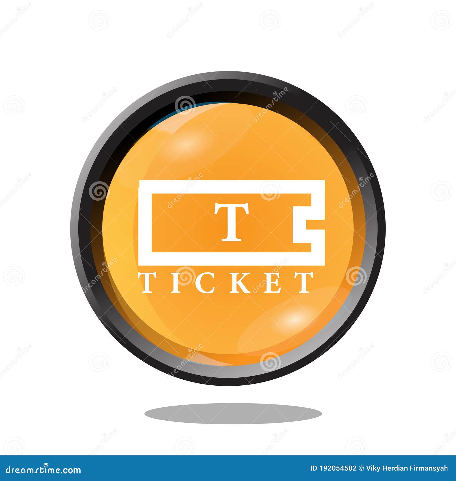 Vector Glossy Yellow Ticket Button. Stock Vector - Illustration of ...
