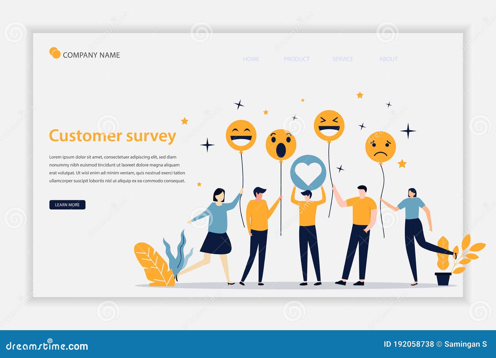 Customer Survey Concept Landing Page Stock Vector - Illustration of ...
