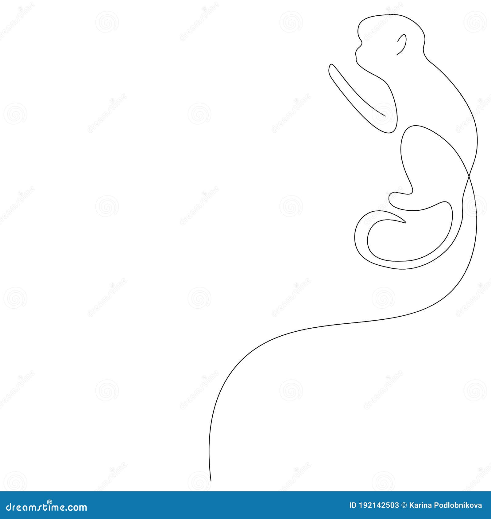 Monkey One Line Drawing, Wild Stock Illustration - Illustration of ...