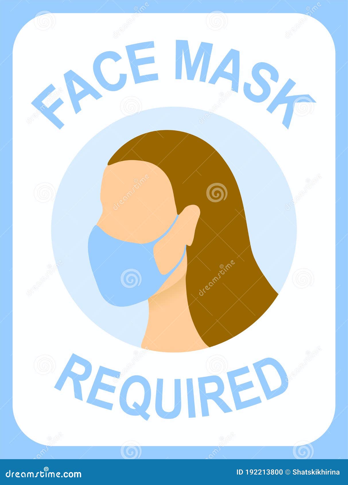 Face Mask Required Poster. Young Woman Wearing Face Mask Stock Vector ...