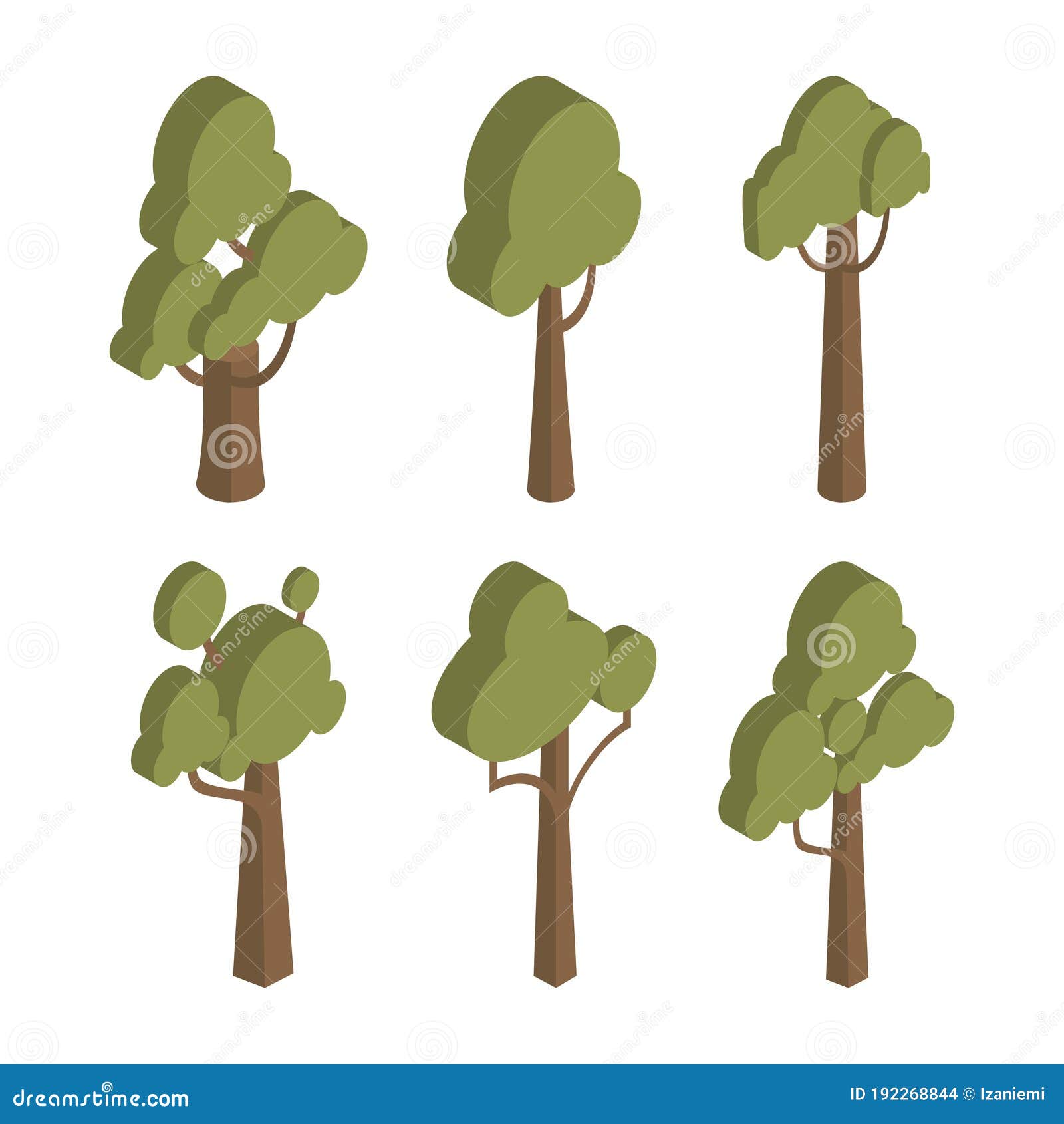 Set of Trees - Isometric View Stock Vector - Illustration of forest ...