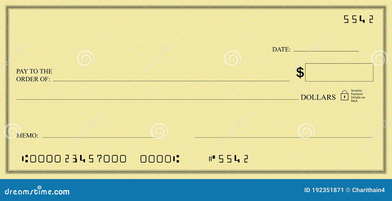 Gold Tone Blank Check Book Page Template Stock Vector - Illustration of ...