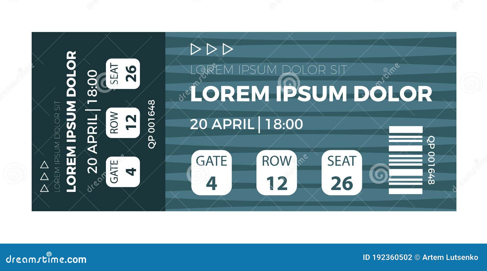 Ticket Icon Vector Illustration in the Flat Style. Ticket Stub Isolated ...