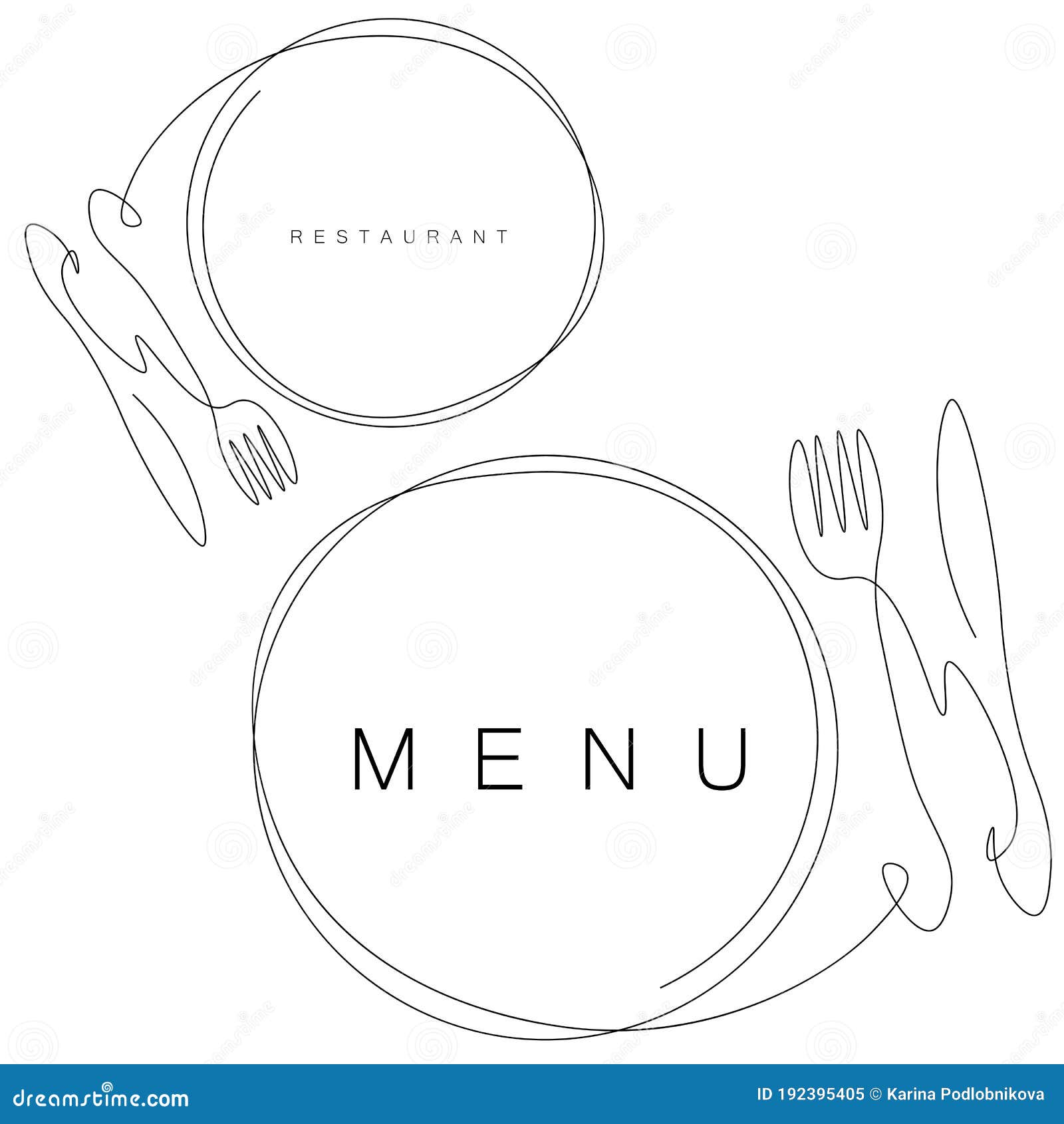 Menu Restaurant Design Line Drawing. Vector Stock Vector - Illustration ...