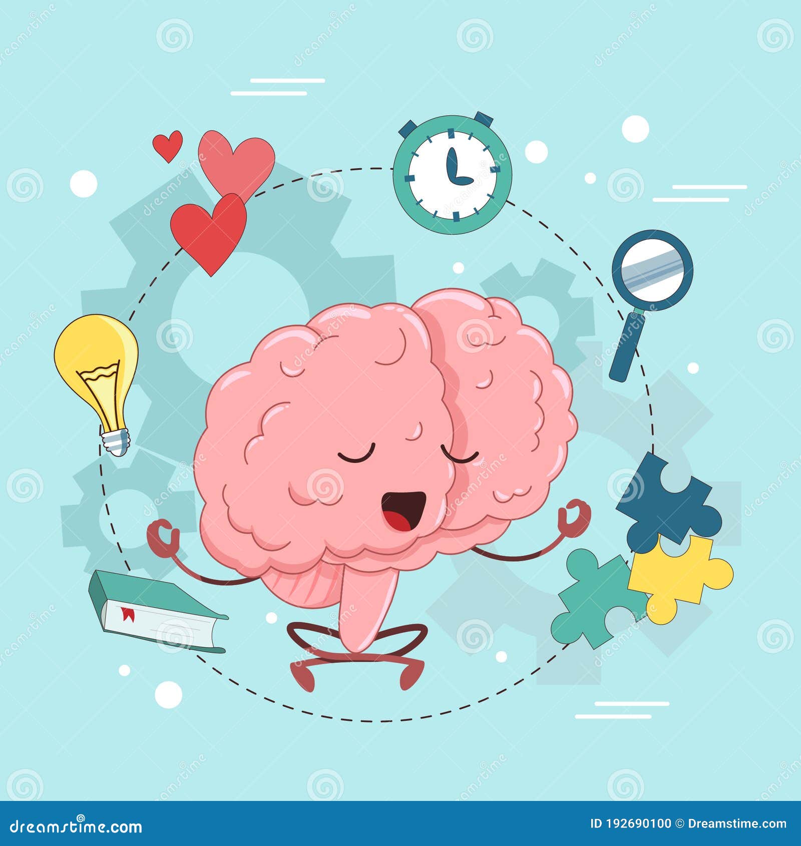 Brain Doing Yoga and Meditation. Stock Vector - Illustration of ...