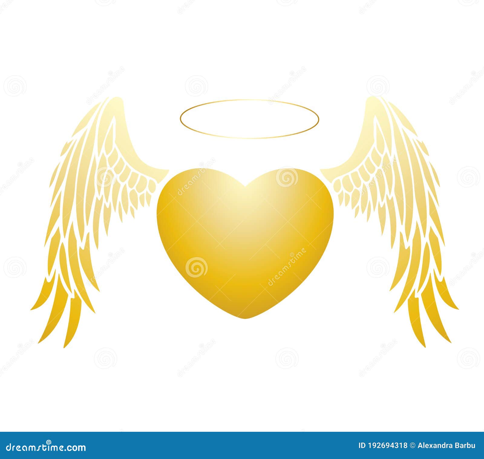 Gold Heart with Angel Wings Logo, Tattoo, Spiritual Guidance Stock ...