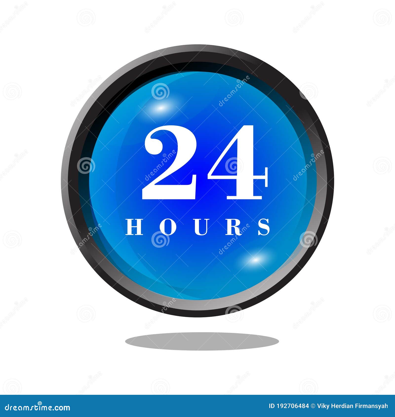 Vector Illustration 24 Hours Time Icon Button with Blue Color Stock ...