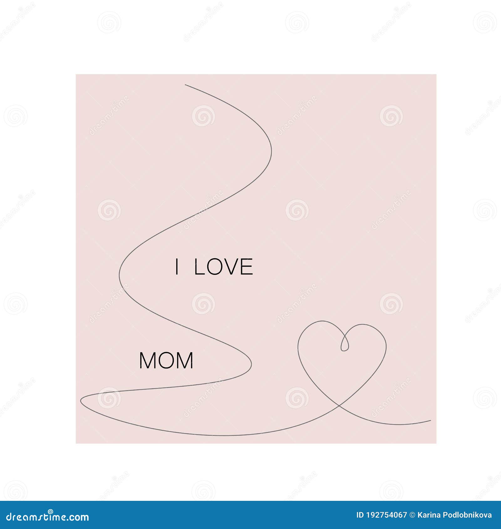 I Love Mom Text Card with Heart Vector Stock Vector - Illustration of ...