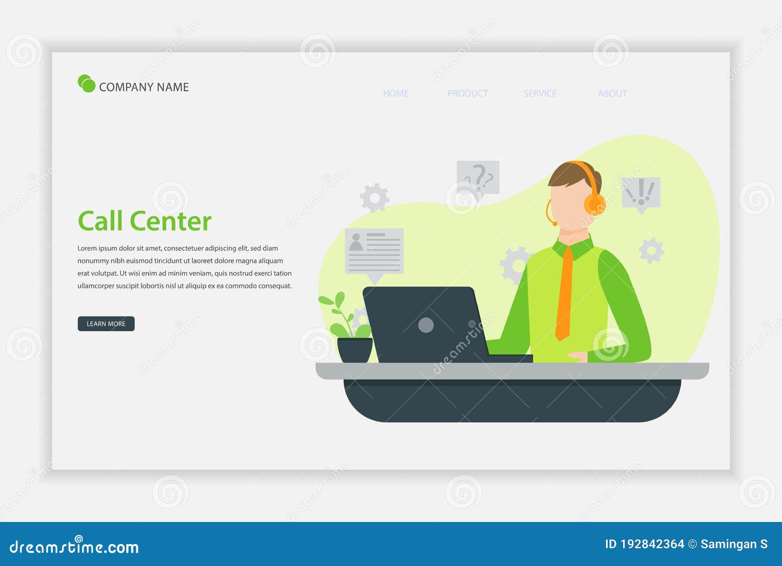 Illustration Vector Call Center Concept Landing Page Stock Vector ...