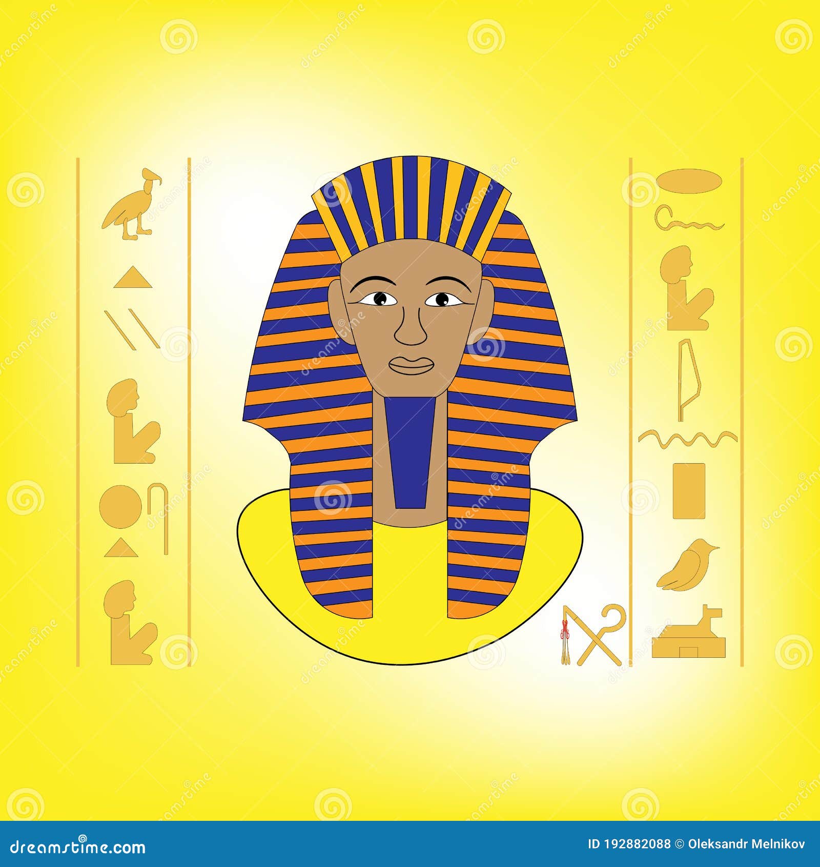 Icon of the Pharaoh in Egypt. Background from Ancient Hieroglyphs and ...