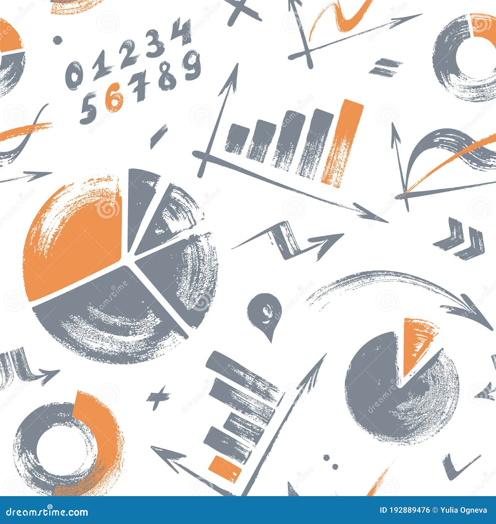 Seamless Pattern with Gray and Orange Info Graphics Elements Isolated ...