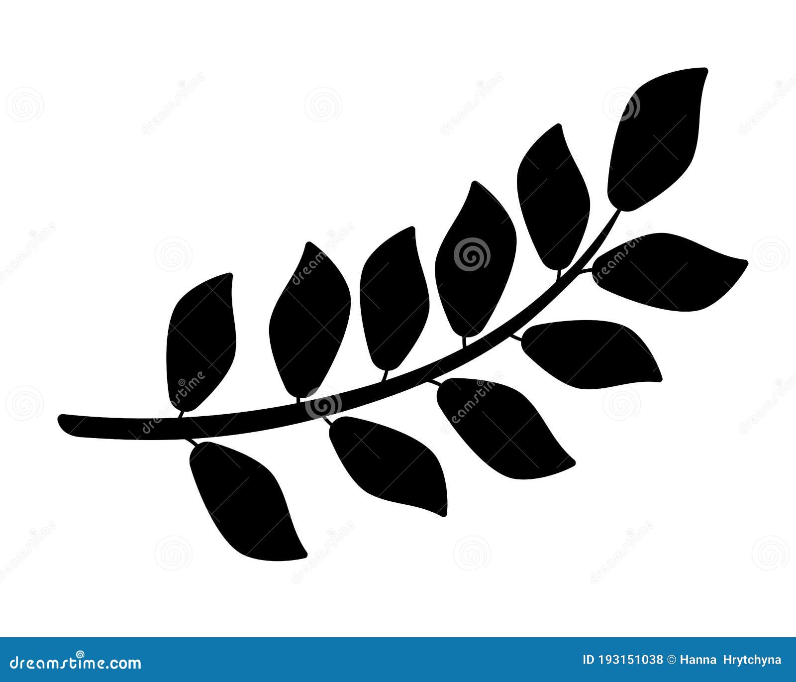 Branch with Leaves - Black Vector Silhouette for Pictogram or Logo ...
