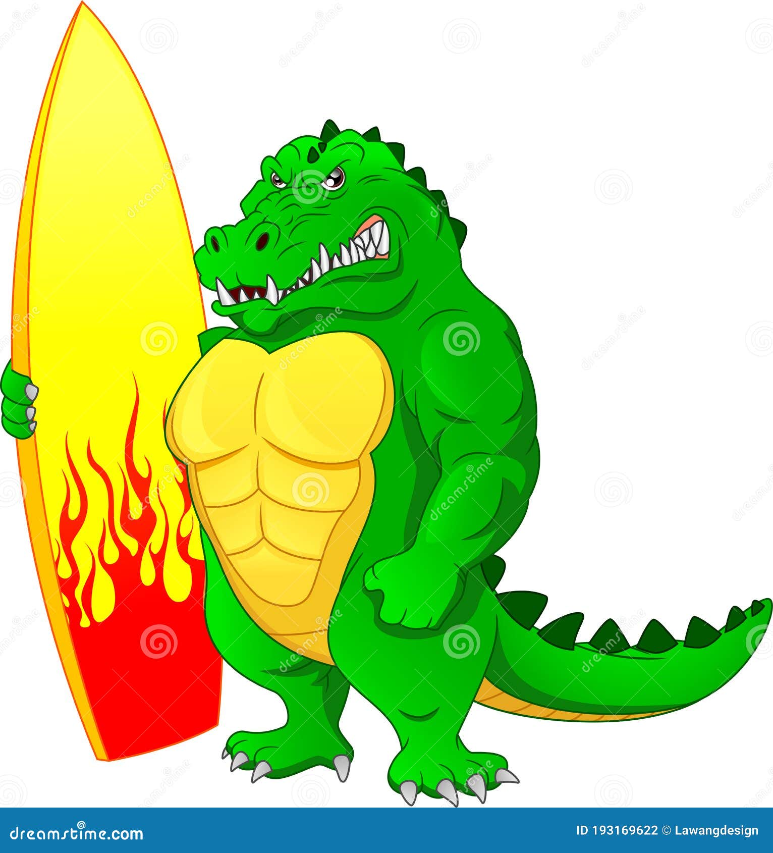 Muscle Crocodiles Holding Surfing Board Stock Vector - Illustration of ...