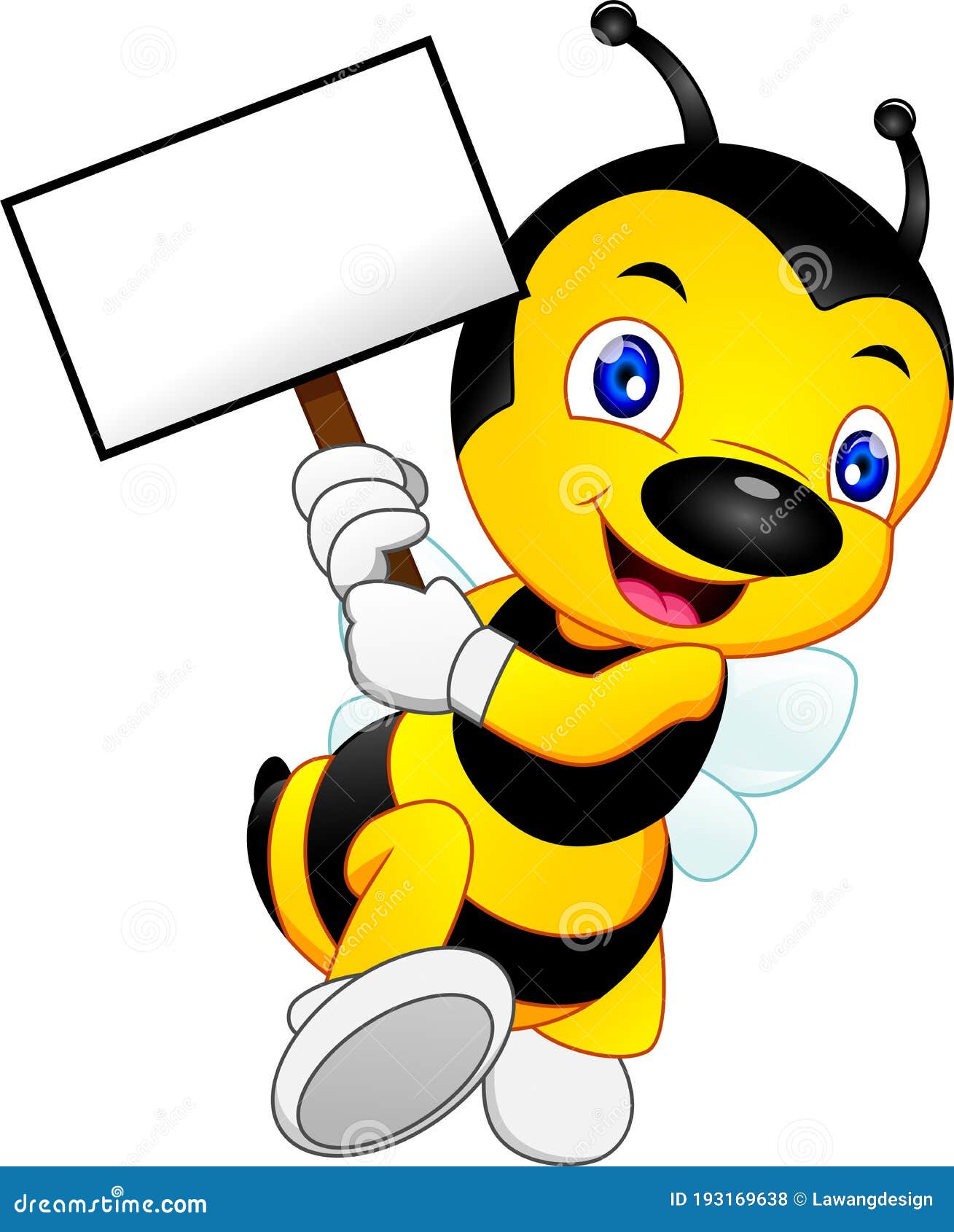 Cute Bee Cartoon with Blank Sign Stock Vector - Illustration of drink ...