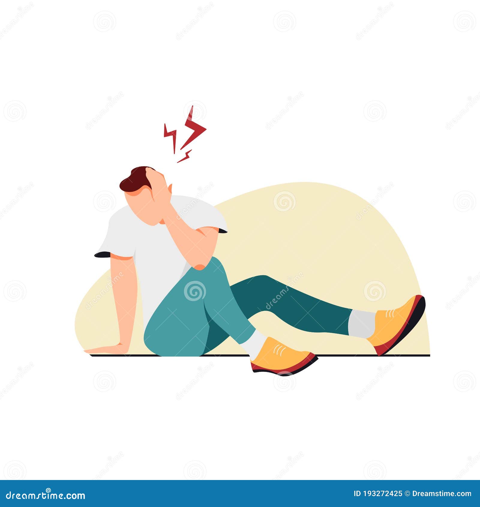 A Man Holding a Sore Head. Head Trauma during Sports. Stock Vector ...