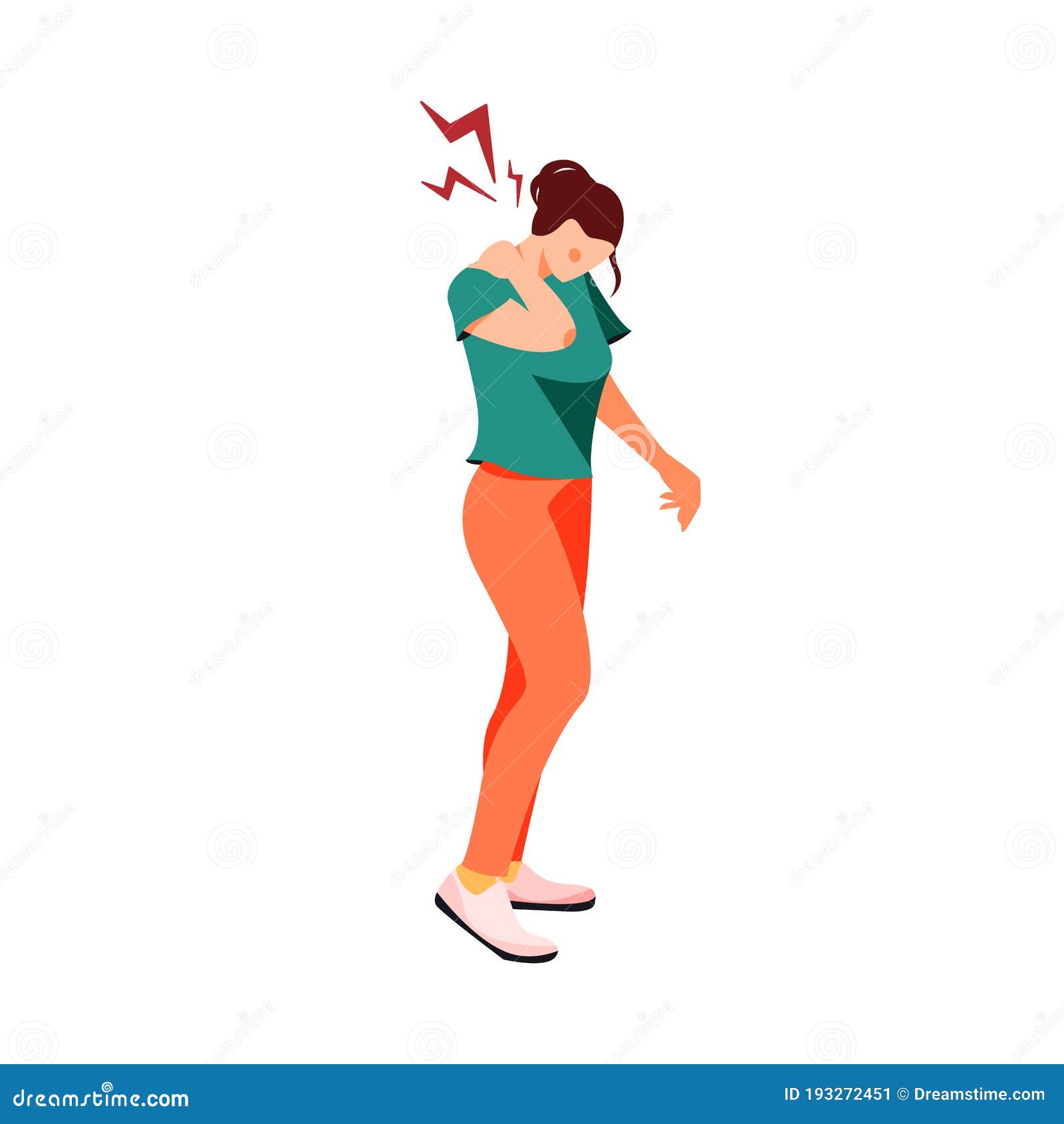 Woman Suffering from Cervical Pain. Stock Vector - Illustration of ...