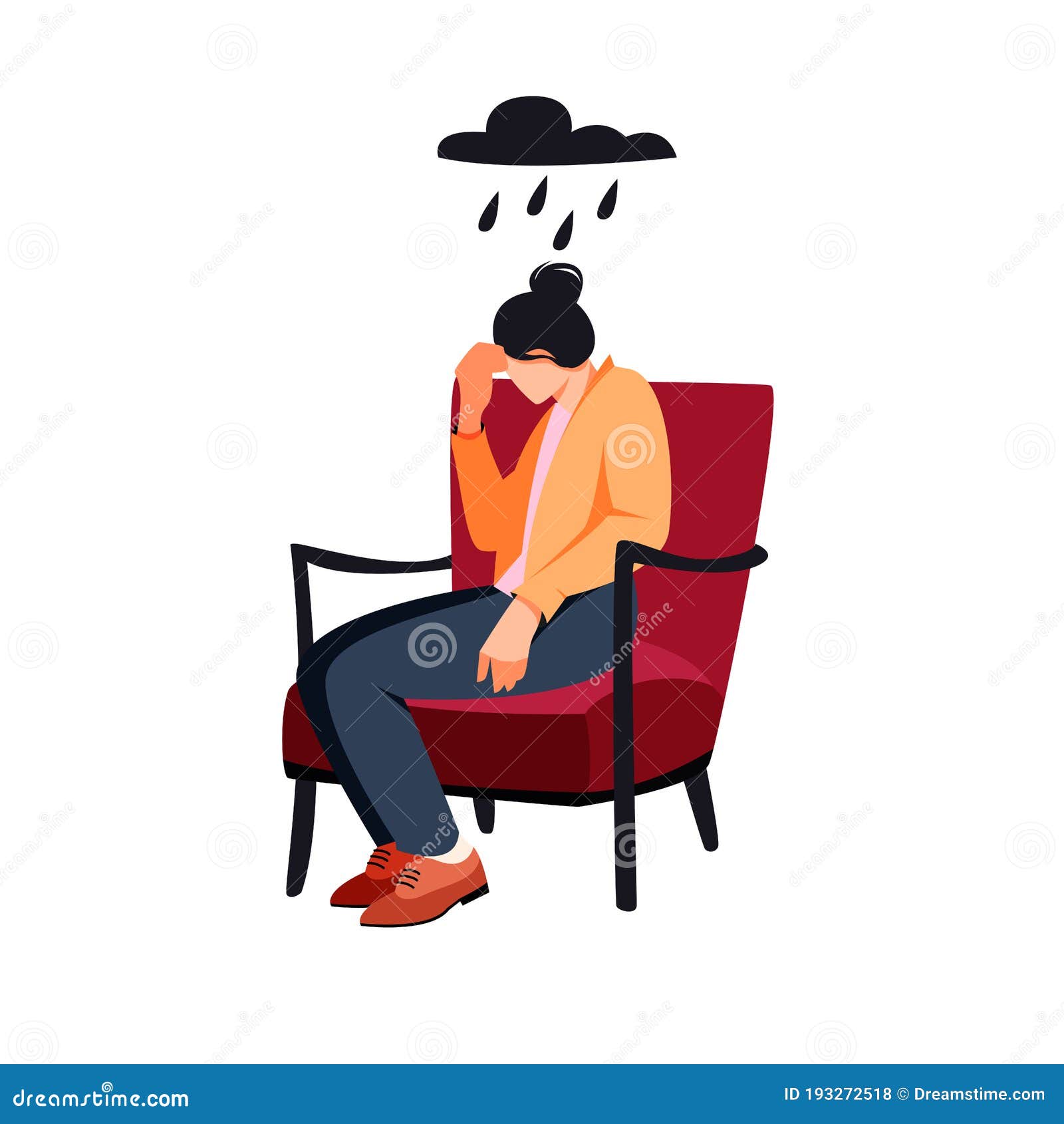 Sad Woman Sitting in a Chair. Stock Vector - Illustration of design ...