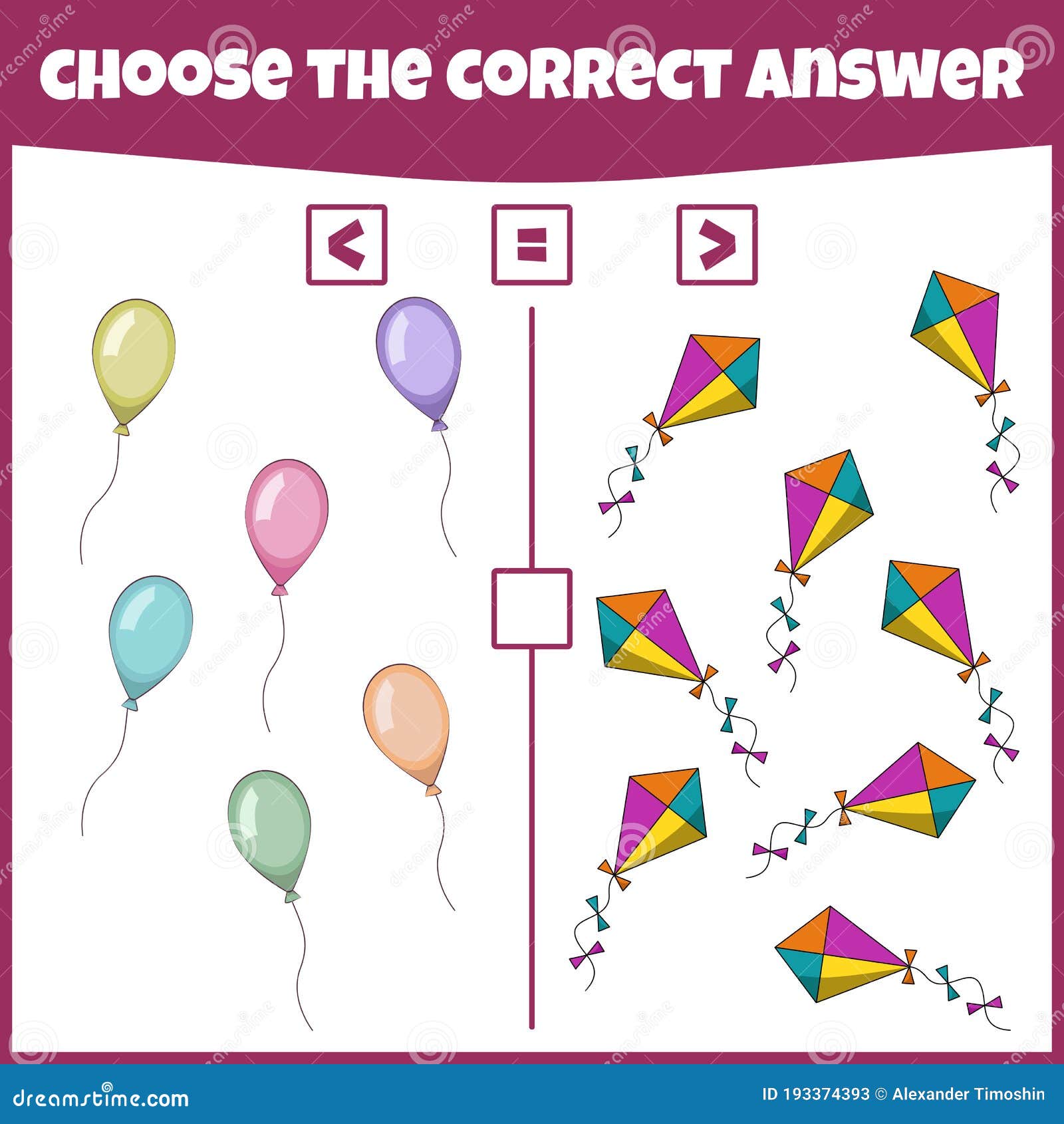 More less or Equal. Compare the Number. Counting Game Stock Vector ...