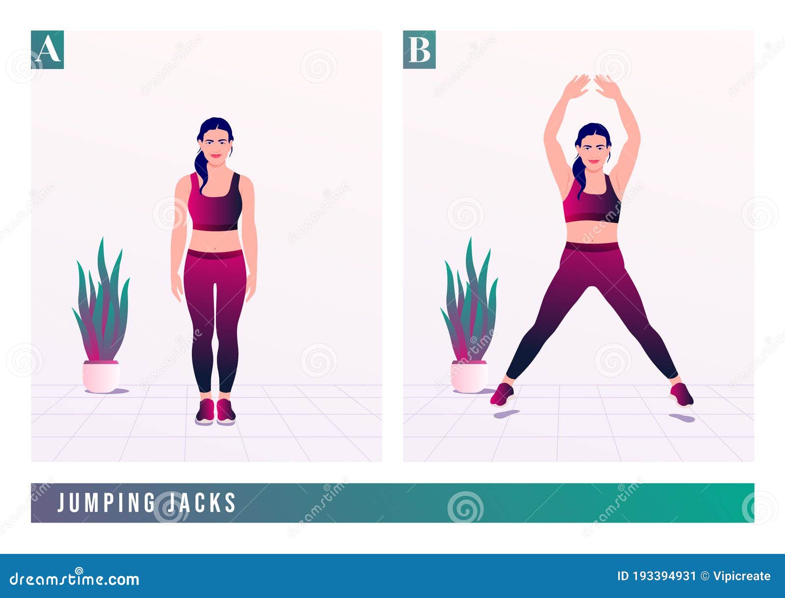 Jumping Jacks Exercise, Women Workout Fitness, Aerobic and Exercises ...