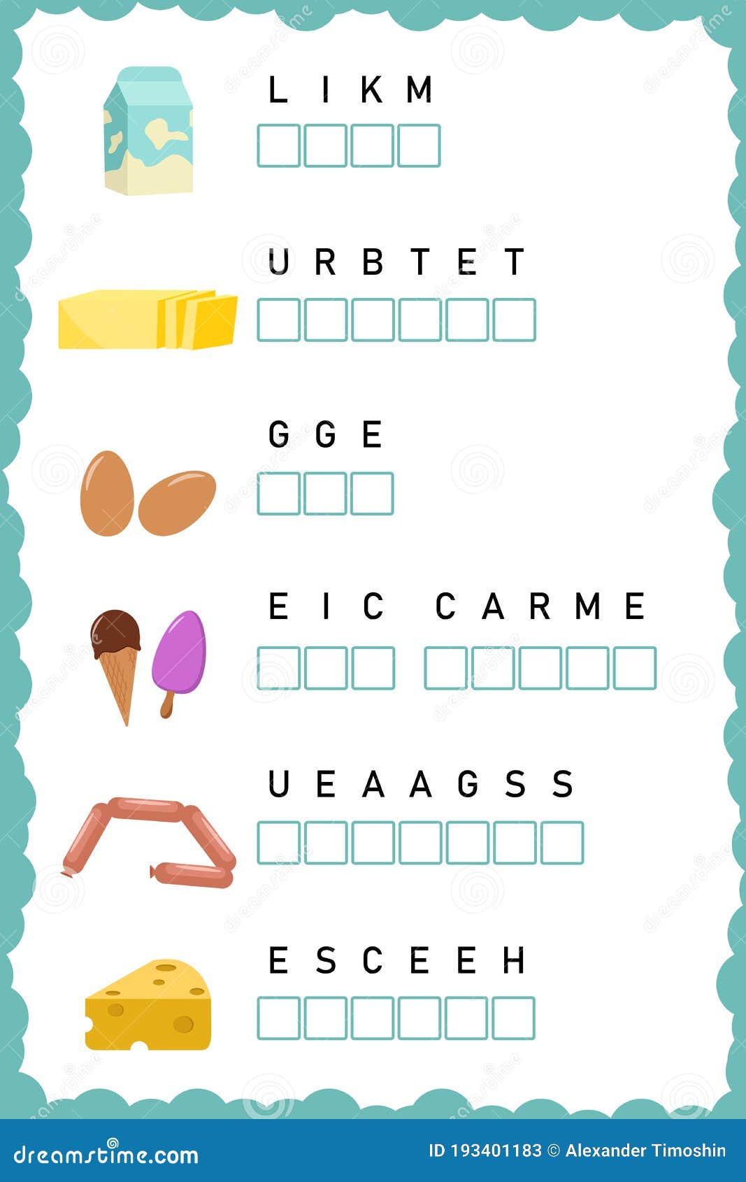 Put the Letters in the Correct Order. Worksheet for Education ...