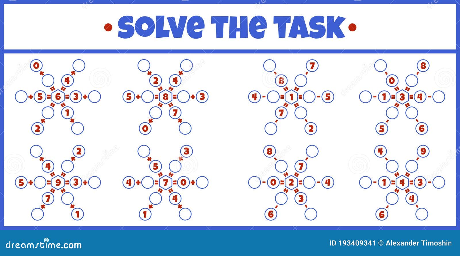 Set of Solve the Task. Mathematical Puzzle Game Stock Vector ...