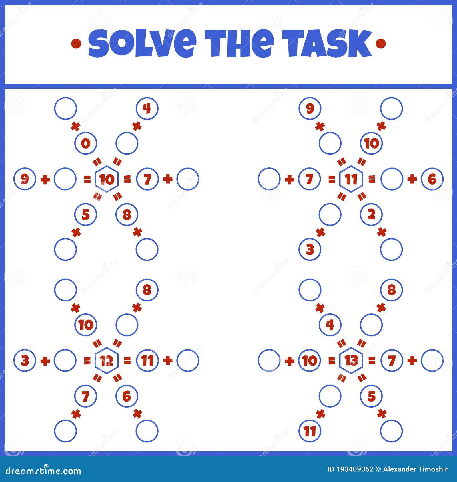 Solve the Task. Mathematical Puzzle Game. Worksheet Stock Vector ...