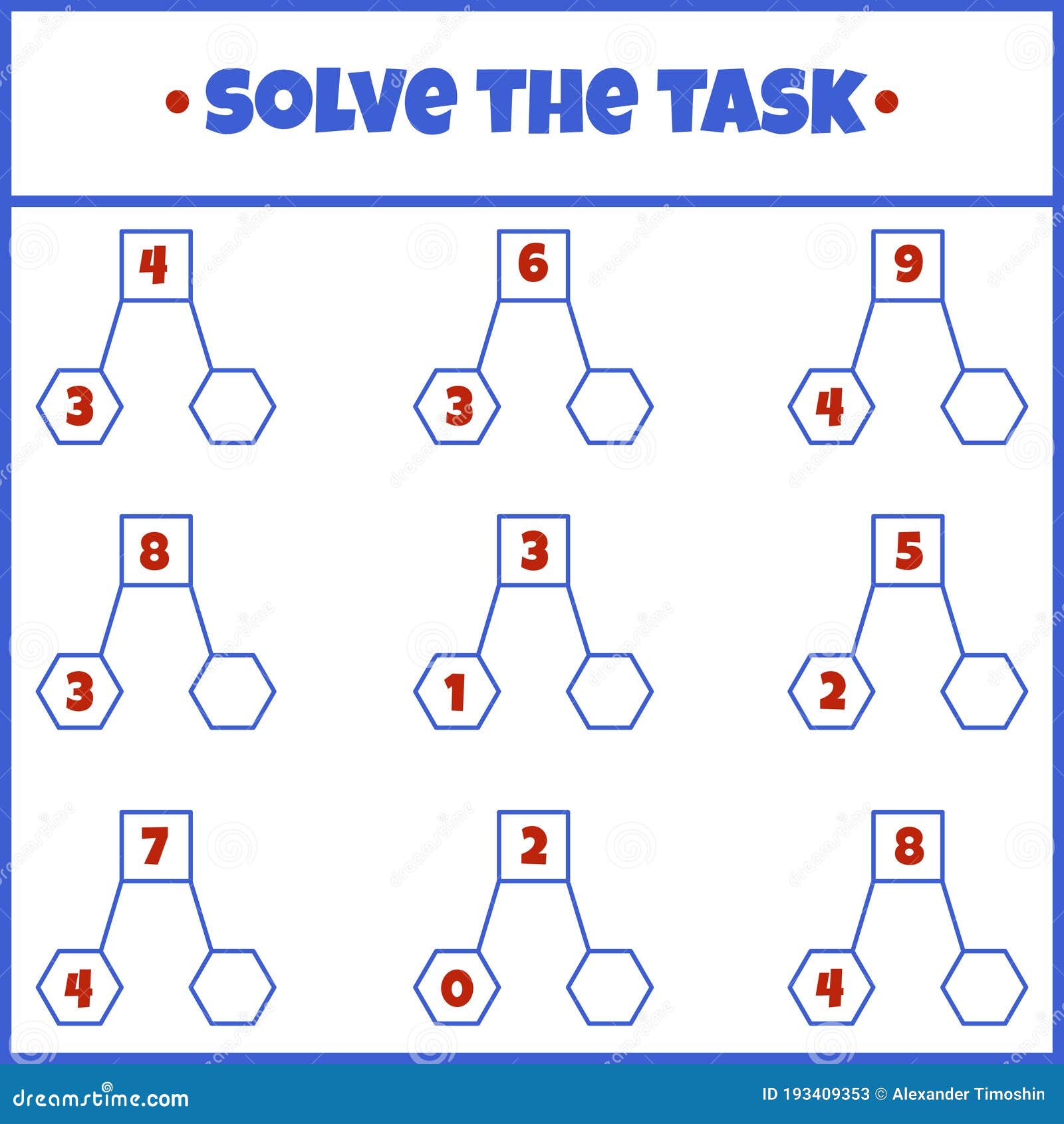 Solve the Task. Mathematical Puzzle Game. Worksheet Stock Vector ...