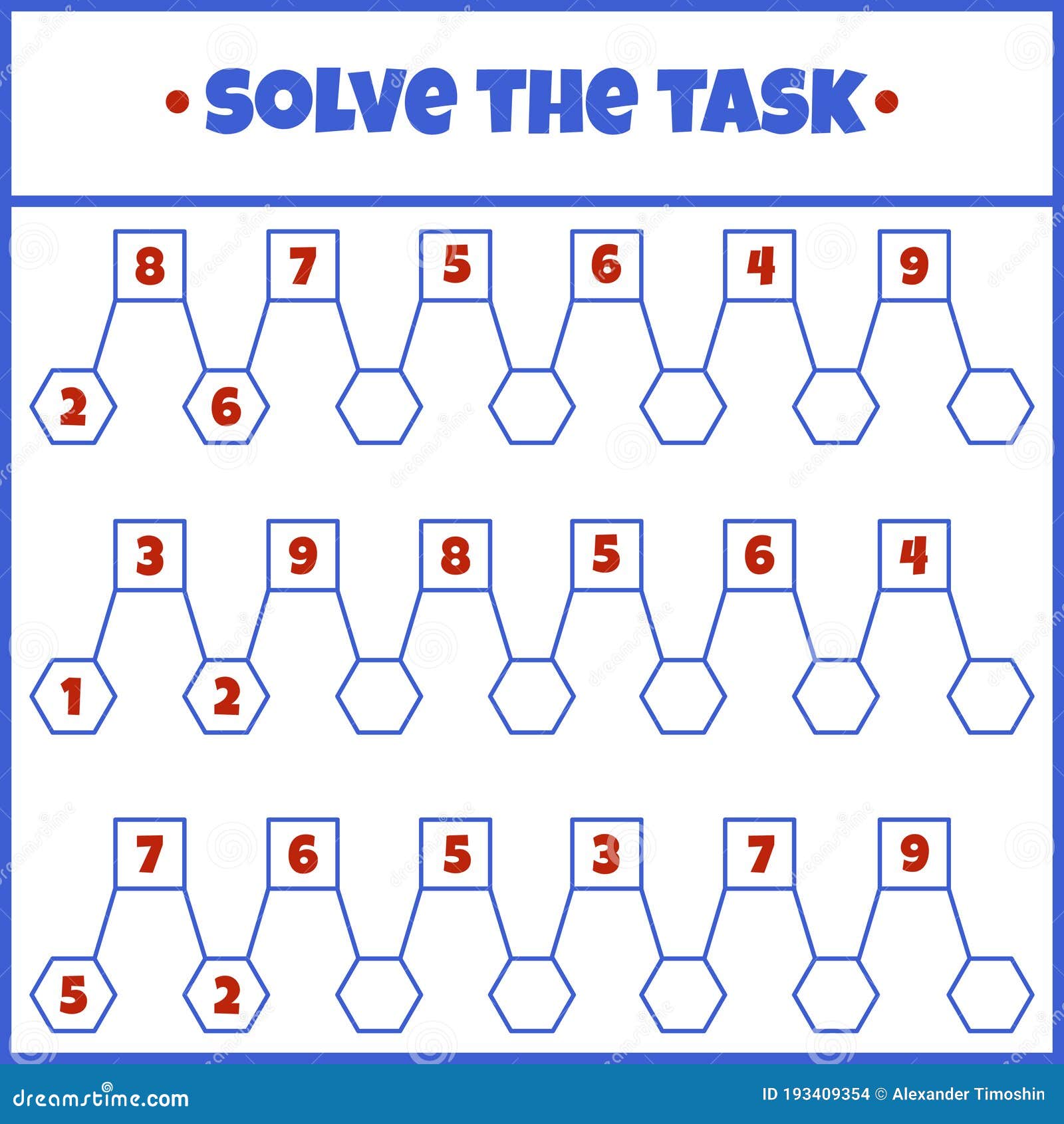 Solve the Task. Mathematical Puzzle Game. Worksheet Stock Vector ...