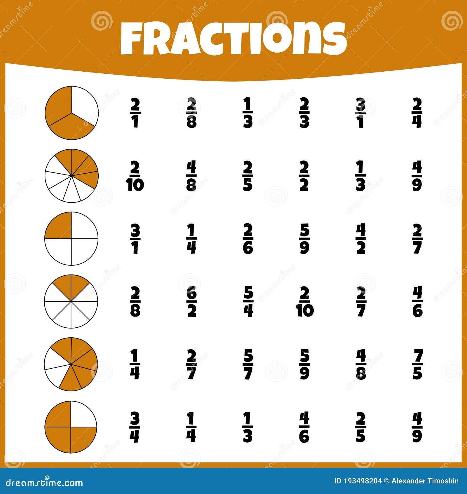Solve the Task. Fractions. Fraction Mathematics Stock Vector ...
