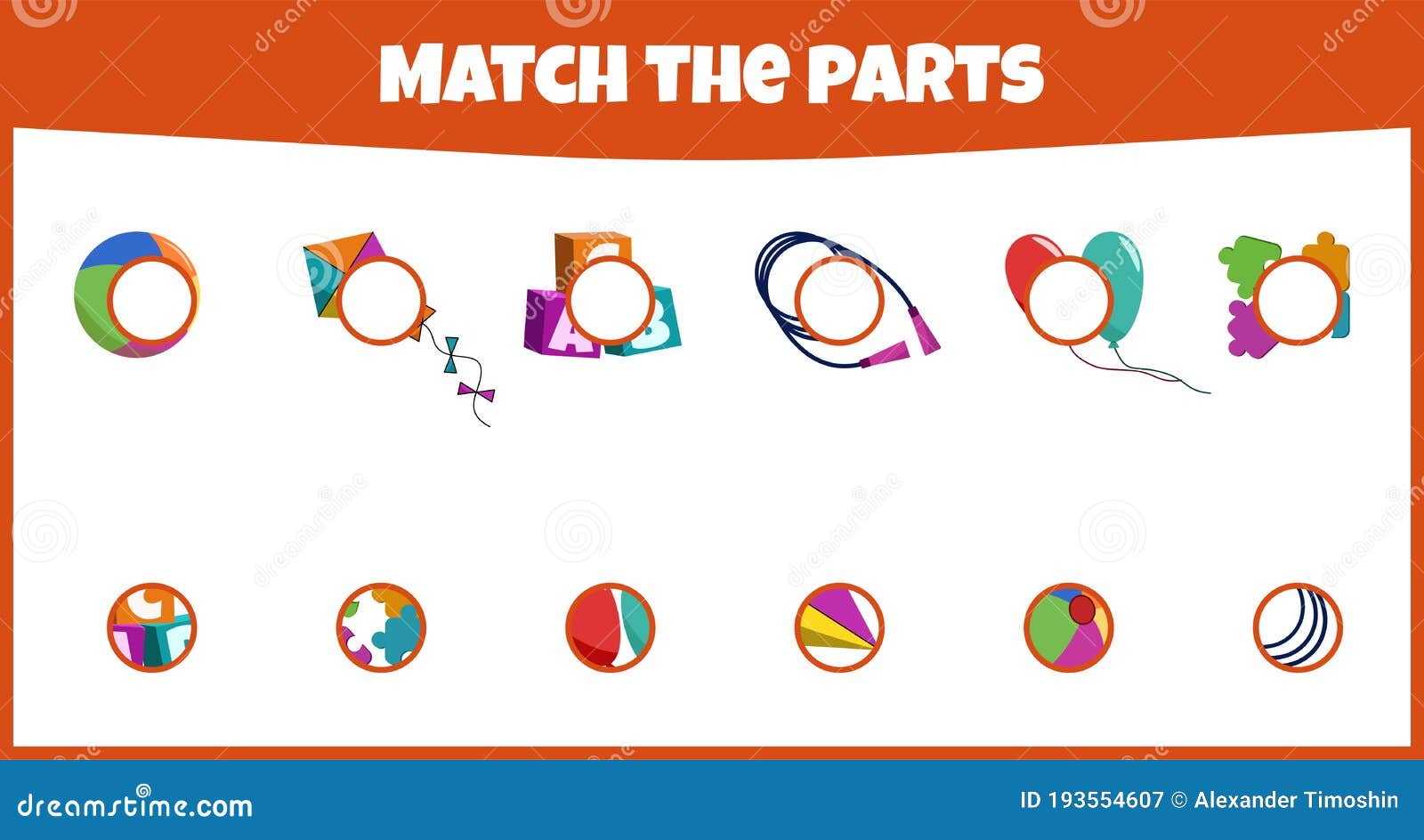 Educational Game. Match the Parts. Match Parts of Toys Stock Vector ...