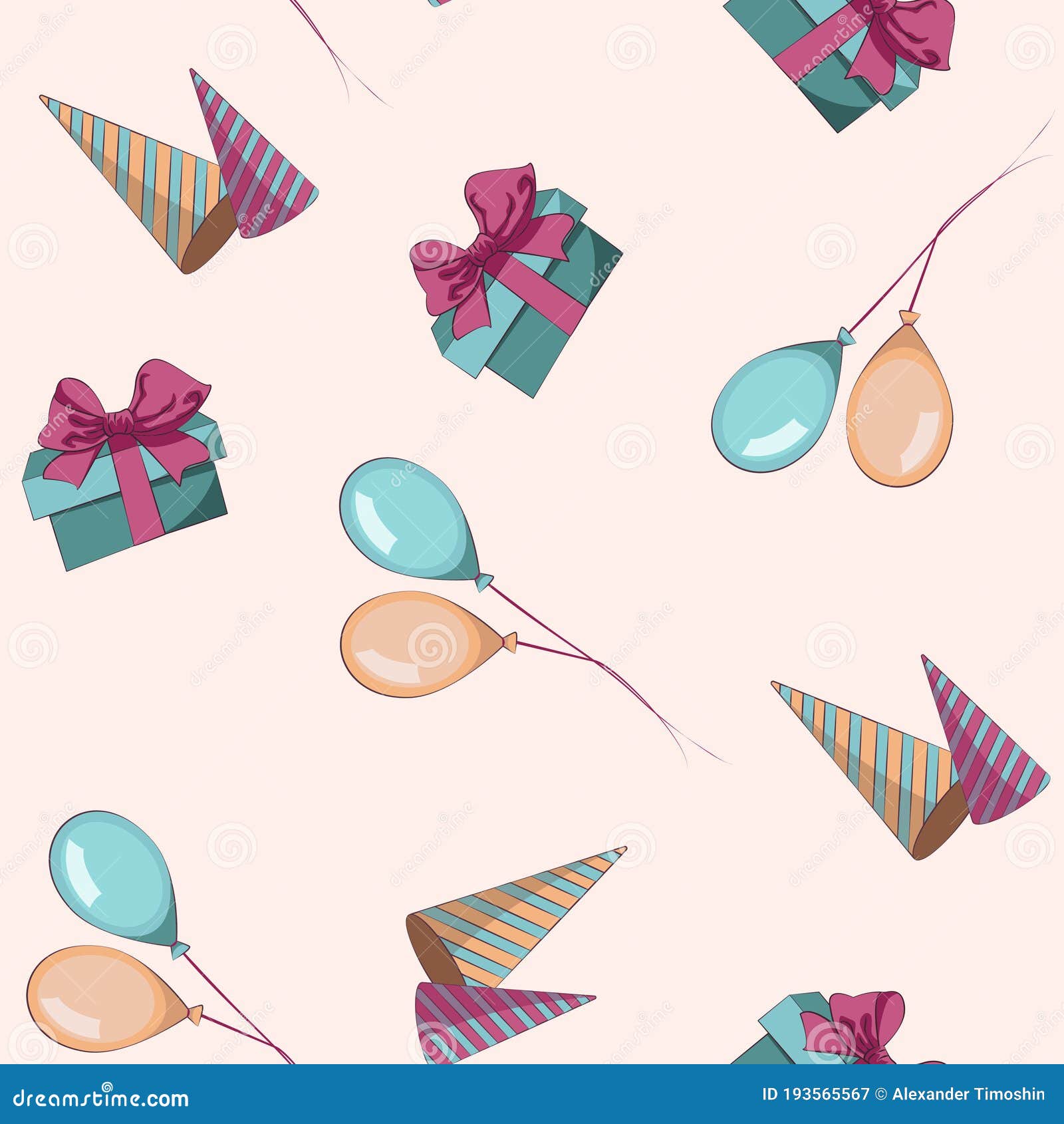 Birthday Pattern. Pattern with Balloons and Presents. Stock Vector ...