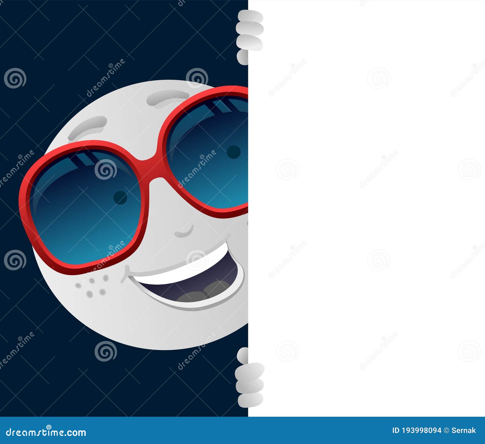 Cartoon Full Moon Character Looking Blank Board. Stock Vector ...