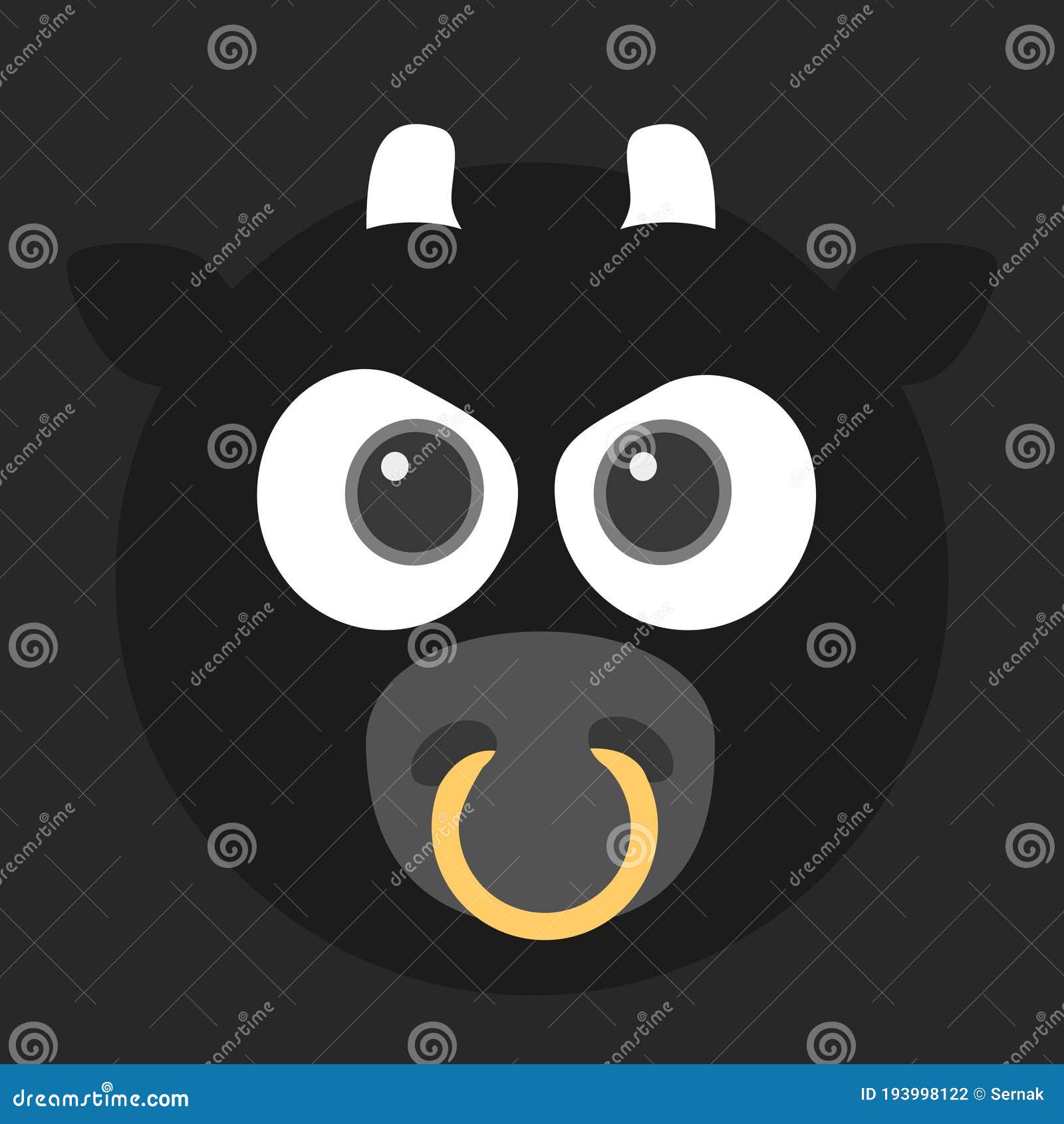 Cute Square Animal Face Series with Angry Bull Face. Stock Vector ...