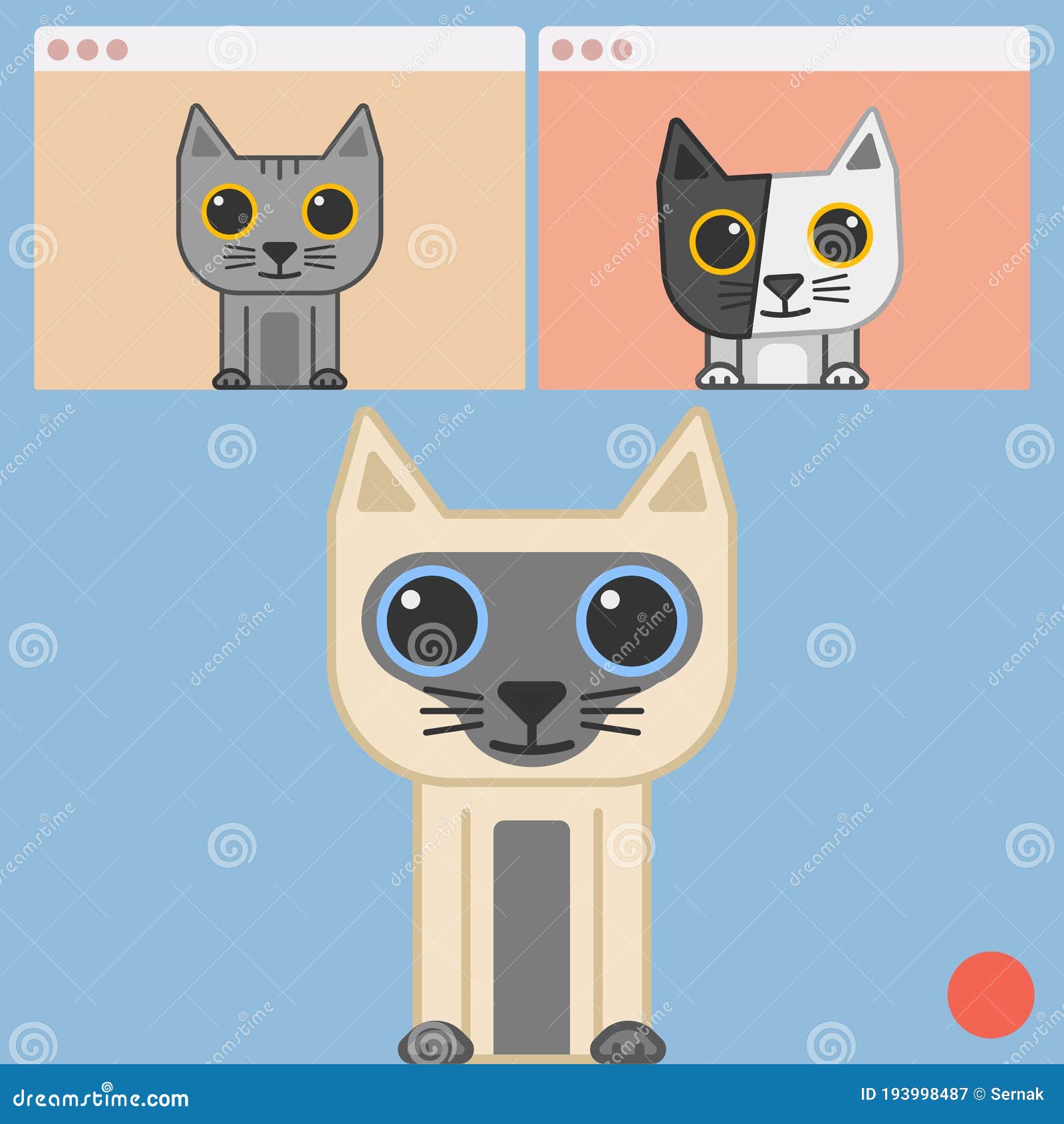 Cute Cats with Online Meeting Series. Stock Vector - Illustration of ...