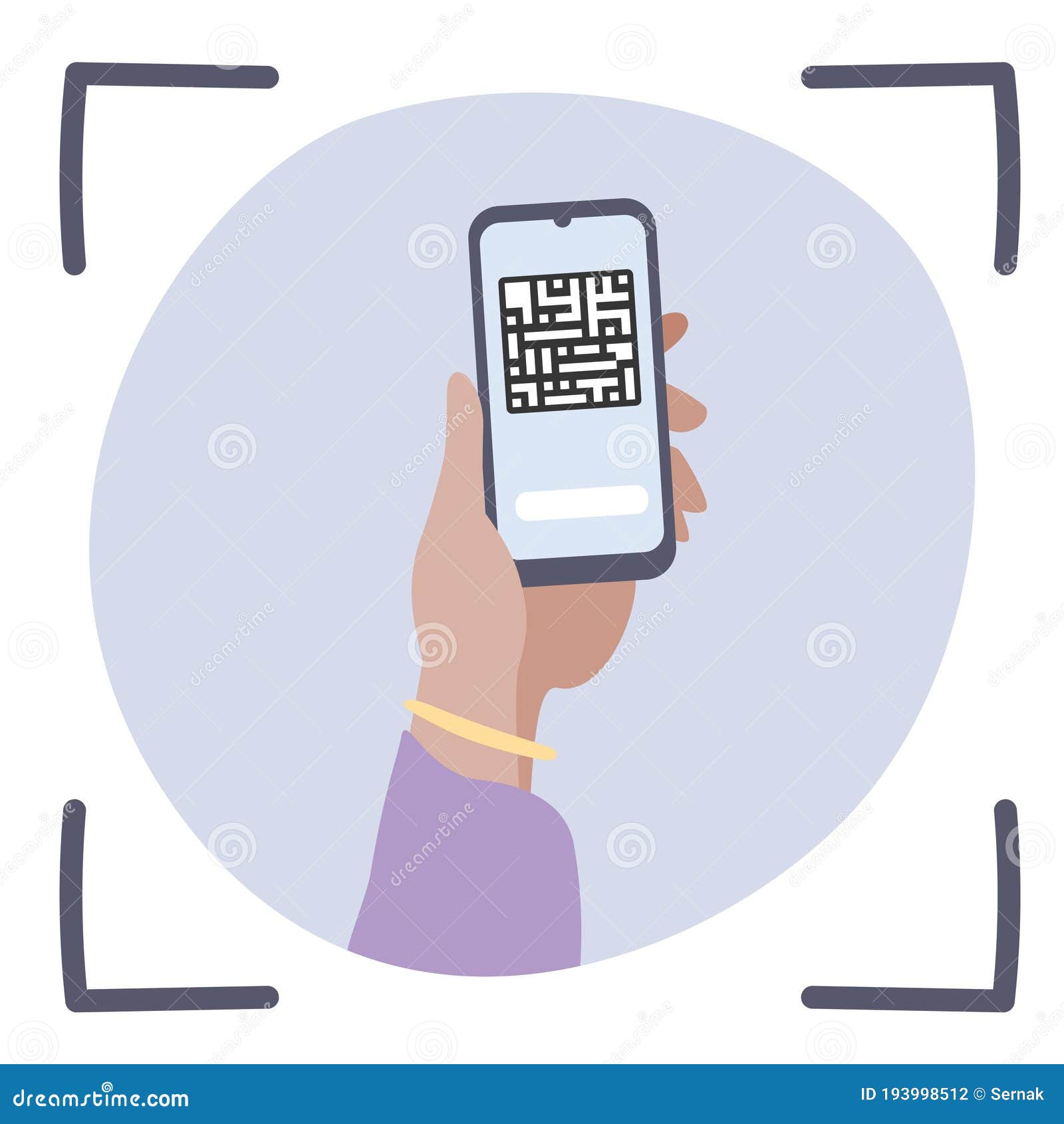 Hand Holding Smartphone with Qr Code Scan Symbol. Stock Vector ...