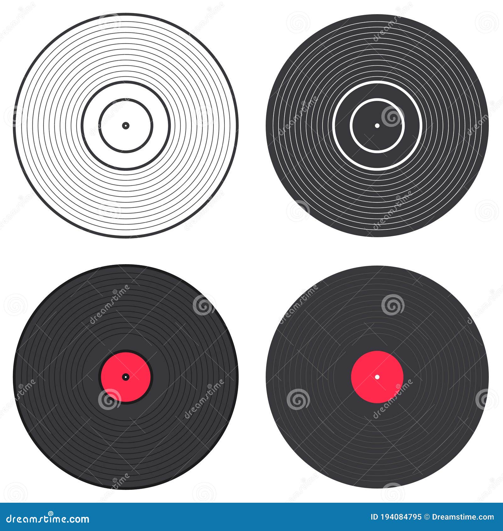 Vinyl Record in Different Styles. Stock Vector - Illustration of ...