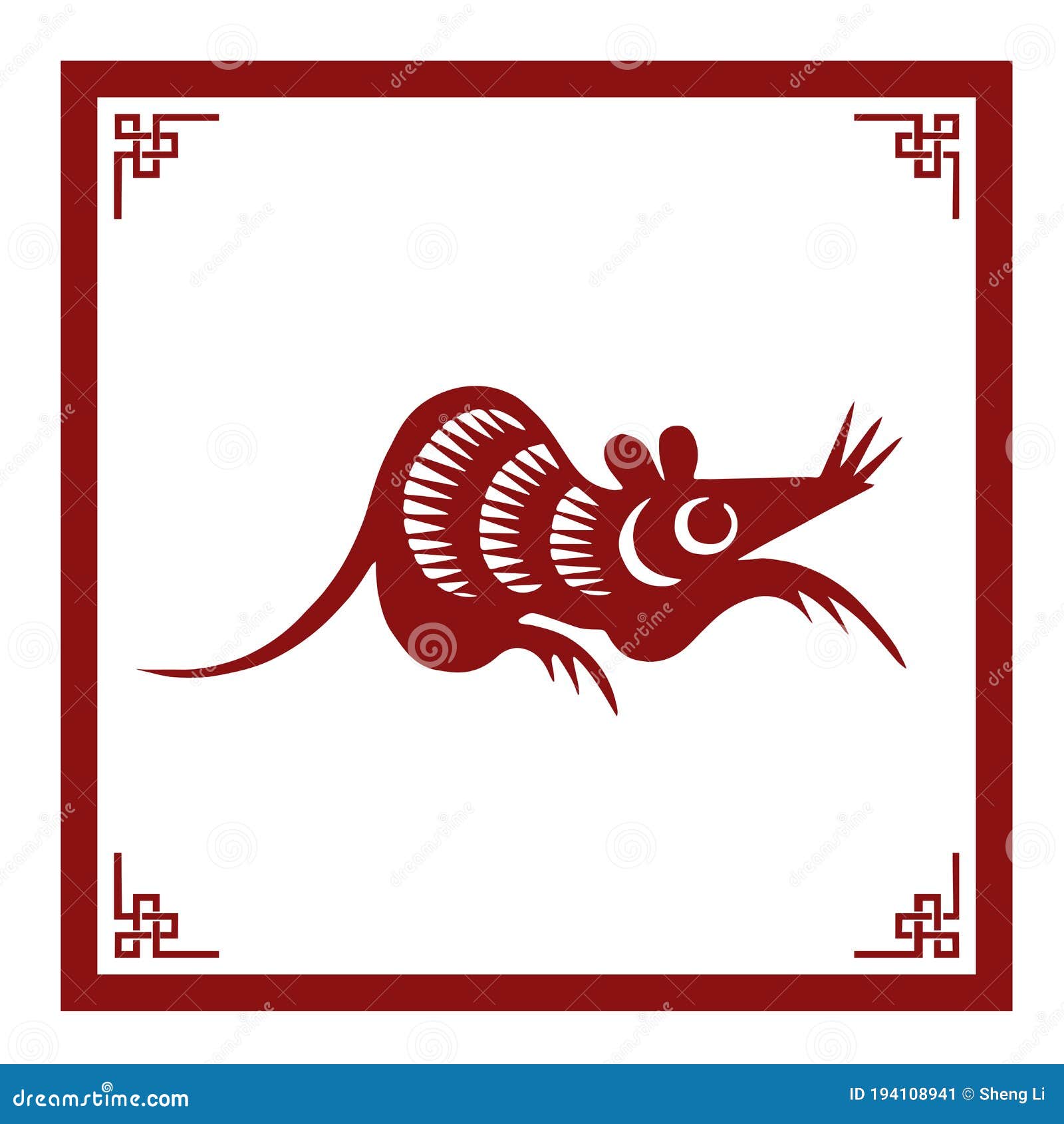 The Classic Chinese Papercutting Style Illustration, a Cartoon Rat, the ...