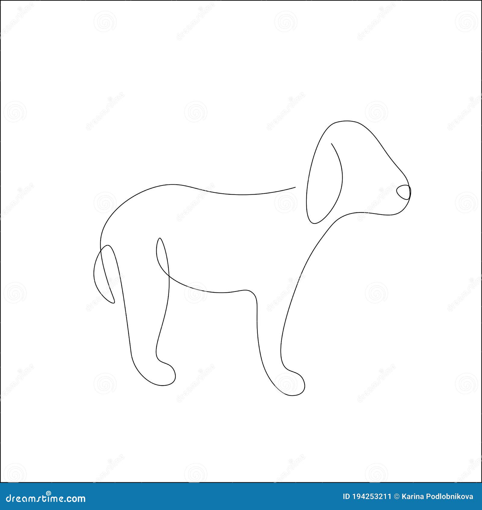 Dog Animal Line Drawing on White Stock Illustration - Illustration of ...