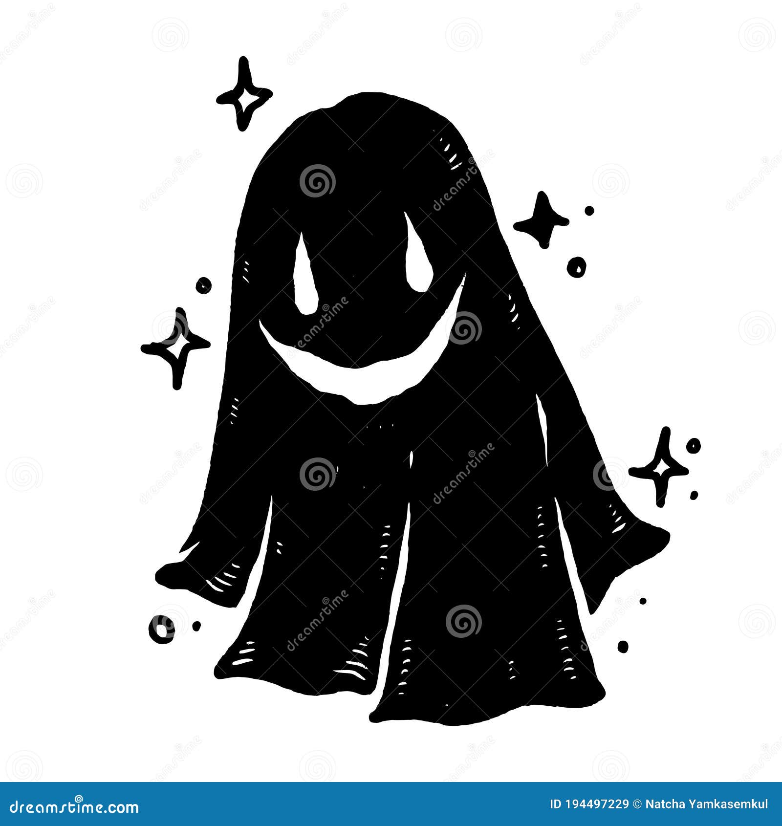 Ghost Halloween Vector Spooky Devil Evil Cartoon Illustration Doodle ...