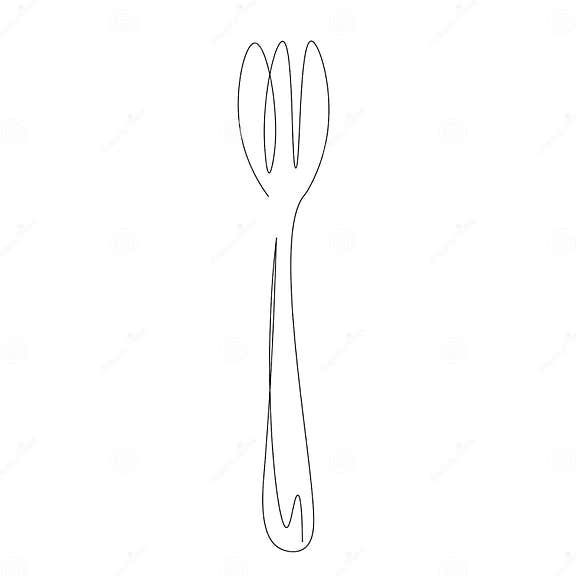 Fork One Line Drawing on White Stock Illustration - Illustration of ...