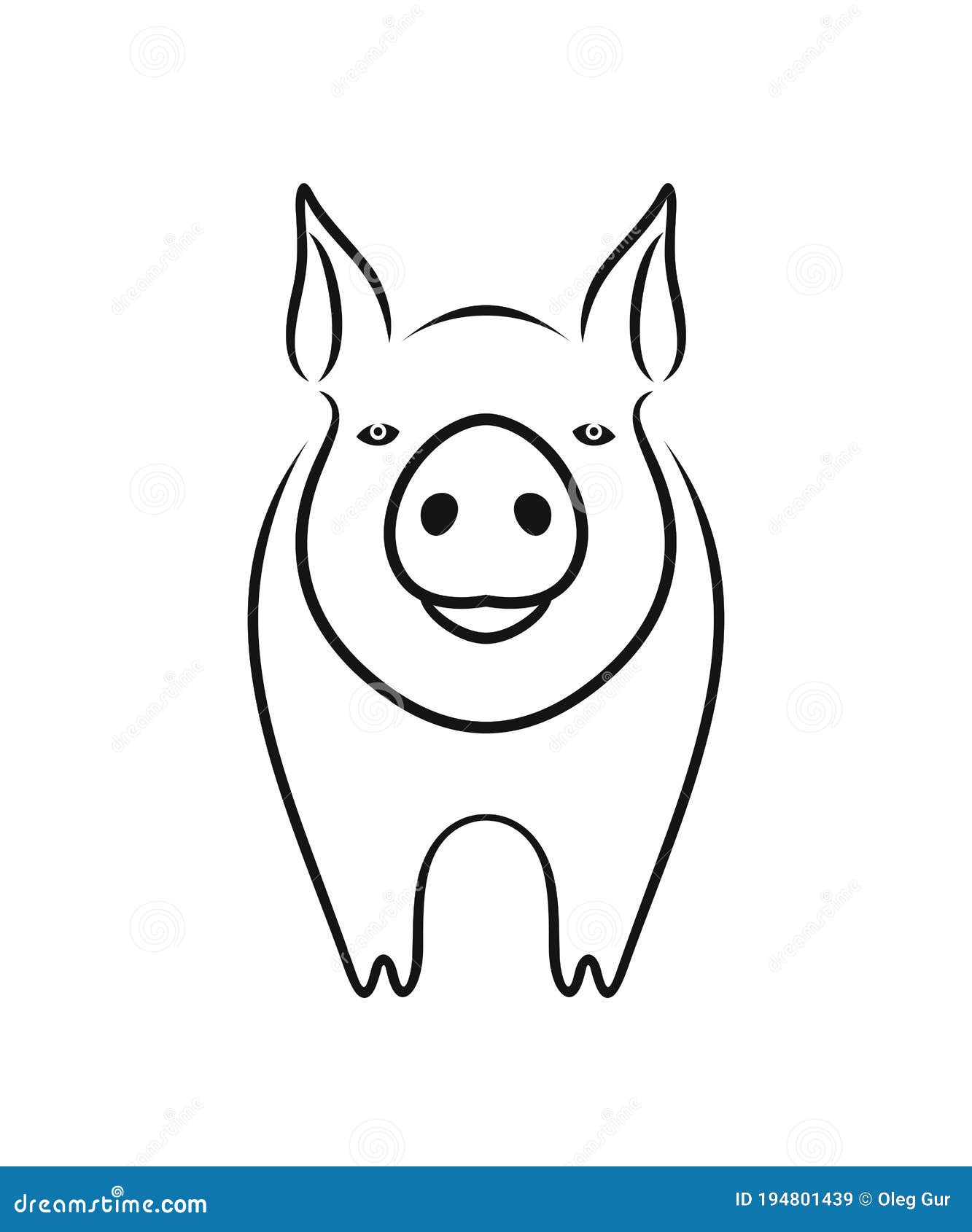 Pig Outline. Isolated Pig on White Background Stock Vector ...
