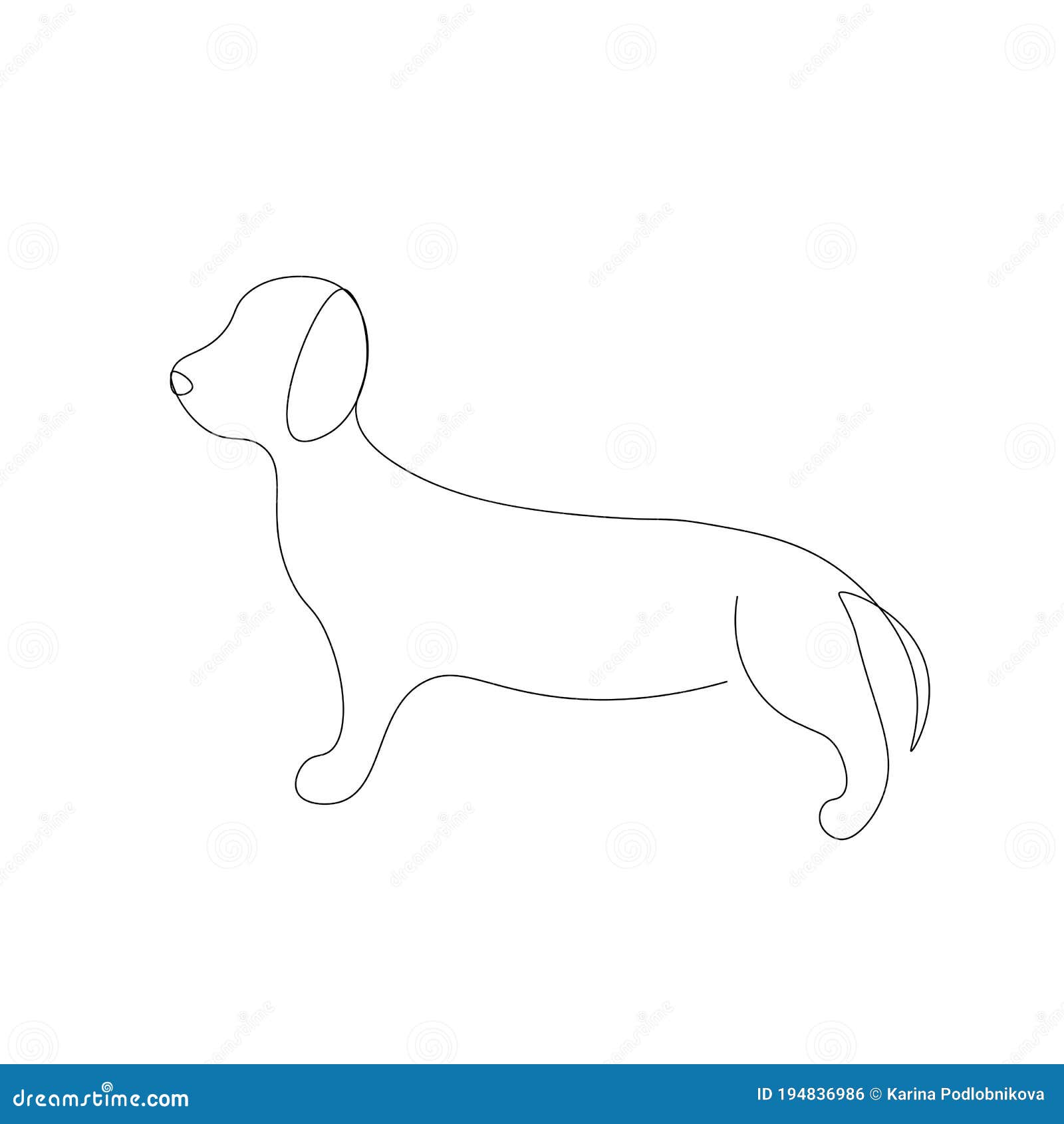 Dog Animal Line Drawing on White Stock Illustration - Illustration of ...